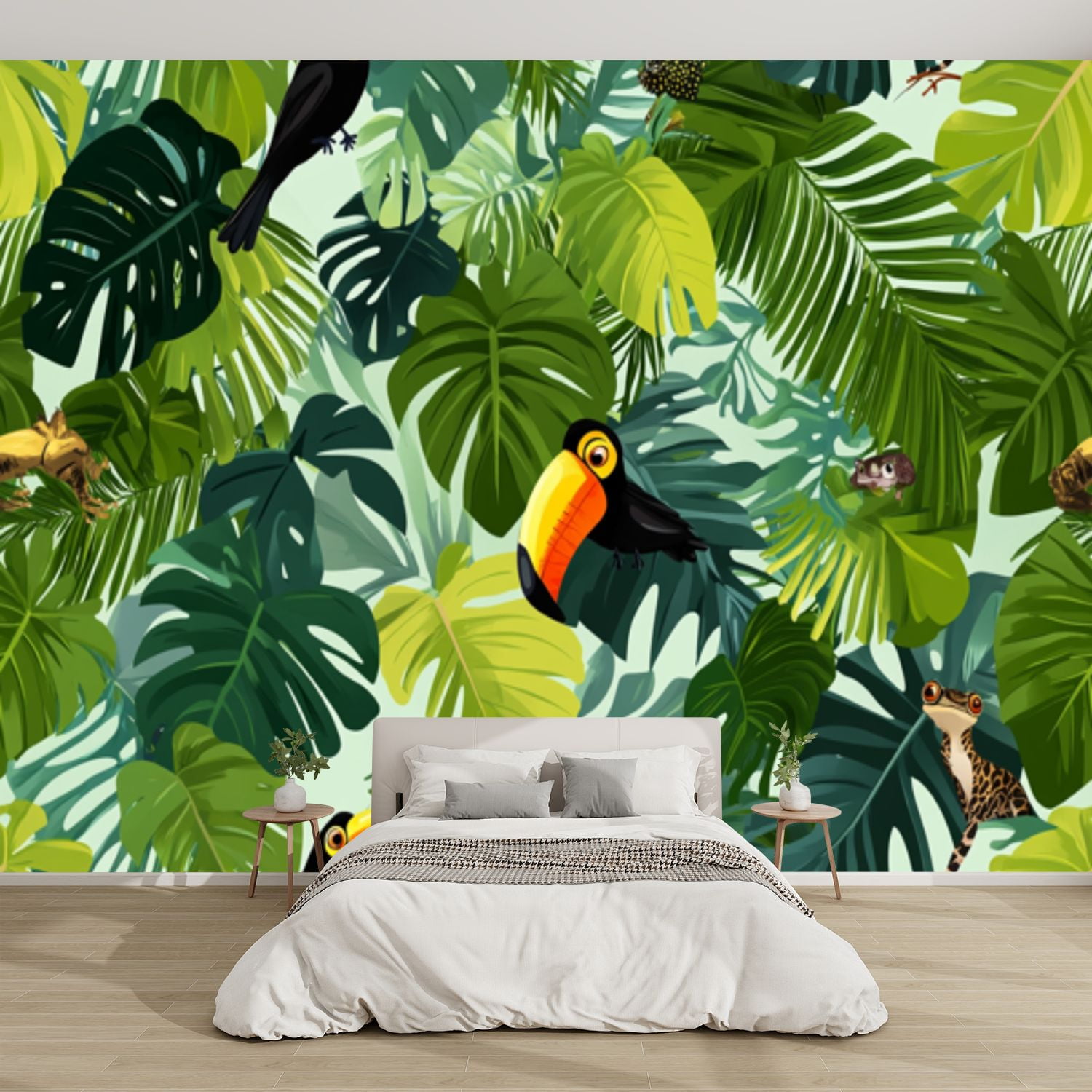 Modern Wallpaper Murals 3D Fun Engaging Jungle Art Print Tree Frogs ...