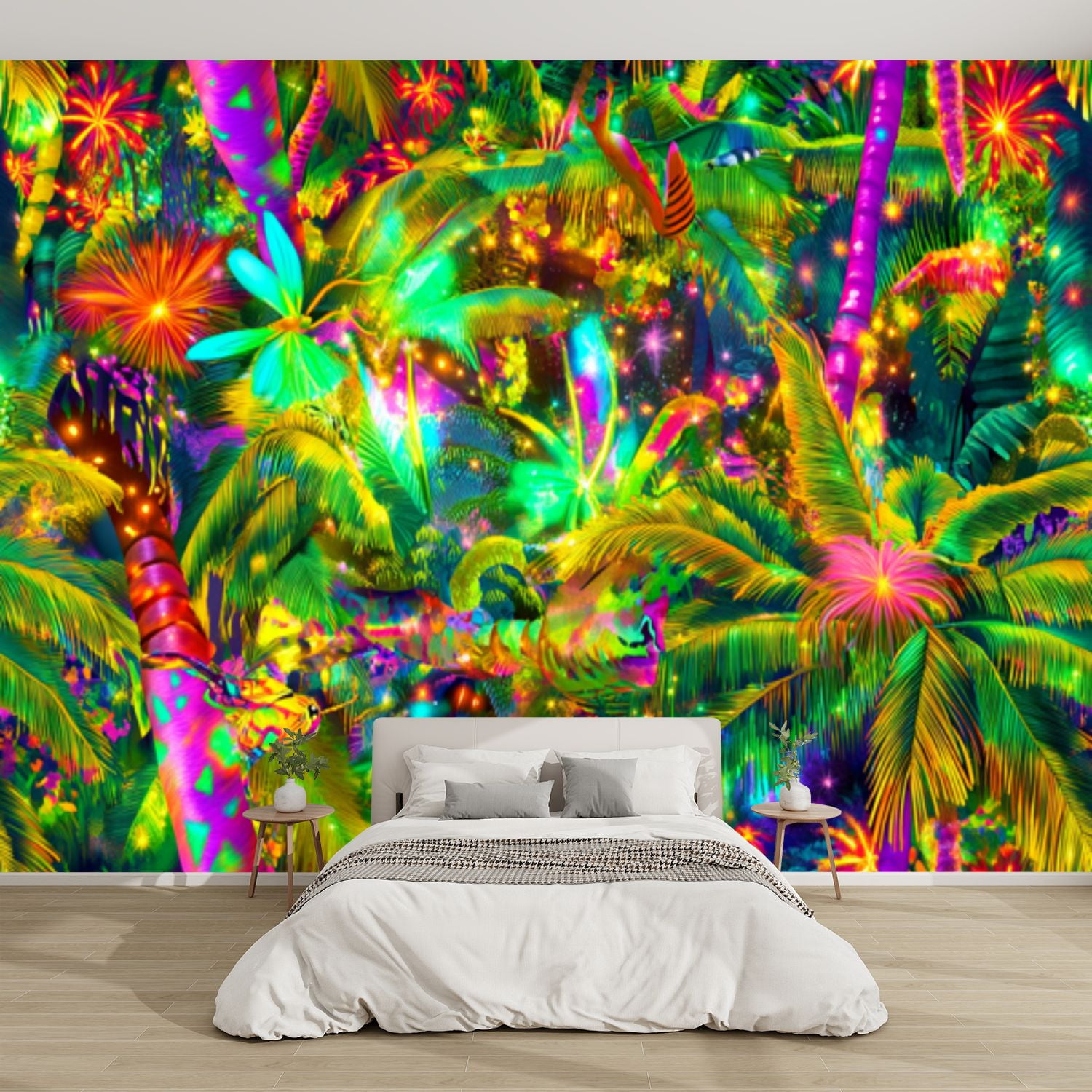 Modern Wallpaper Murals 3D Giant Insects Glowing Flowers Otherworldly ...