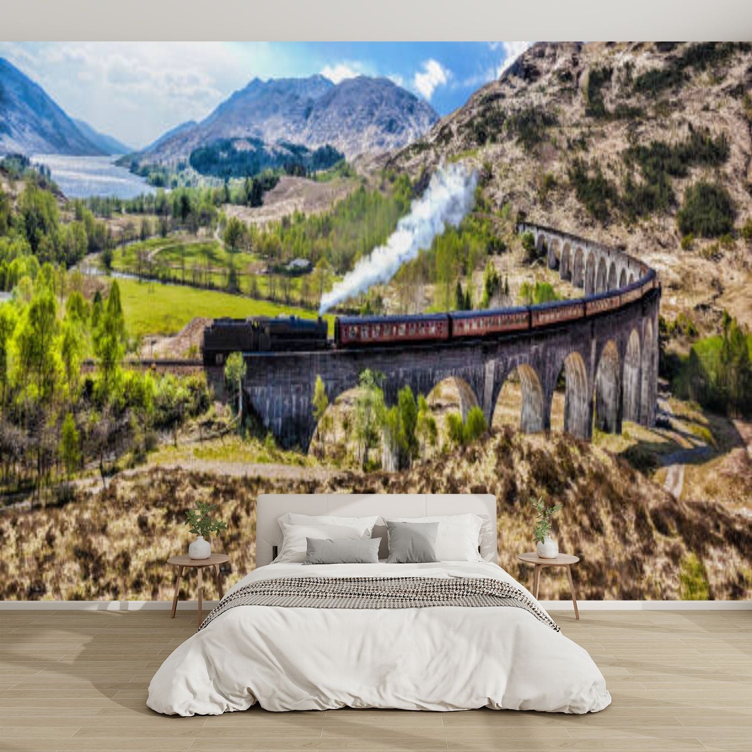 Modern Wallpaper Murals 3D Glenfinnan Railway Viaduct Scotland Jacobite ...