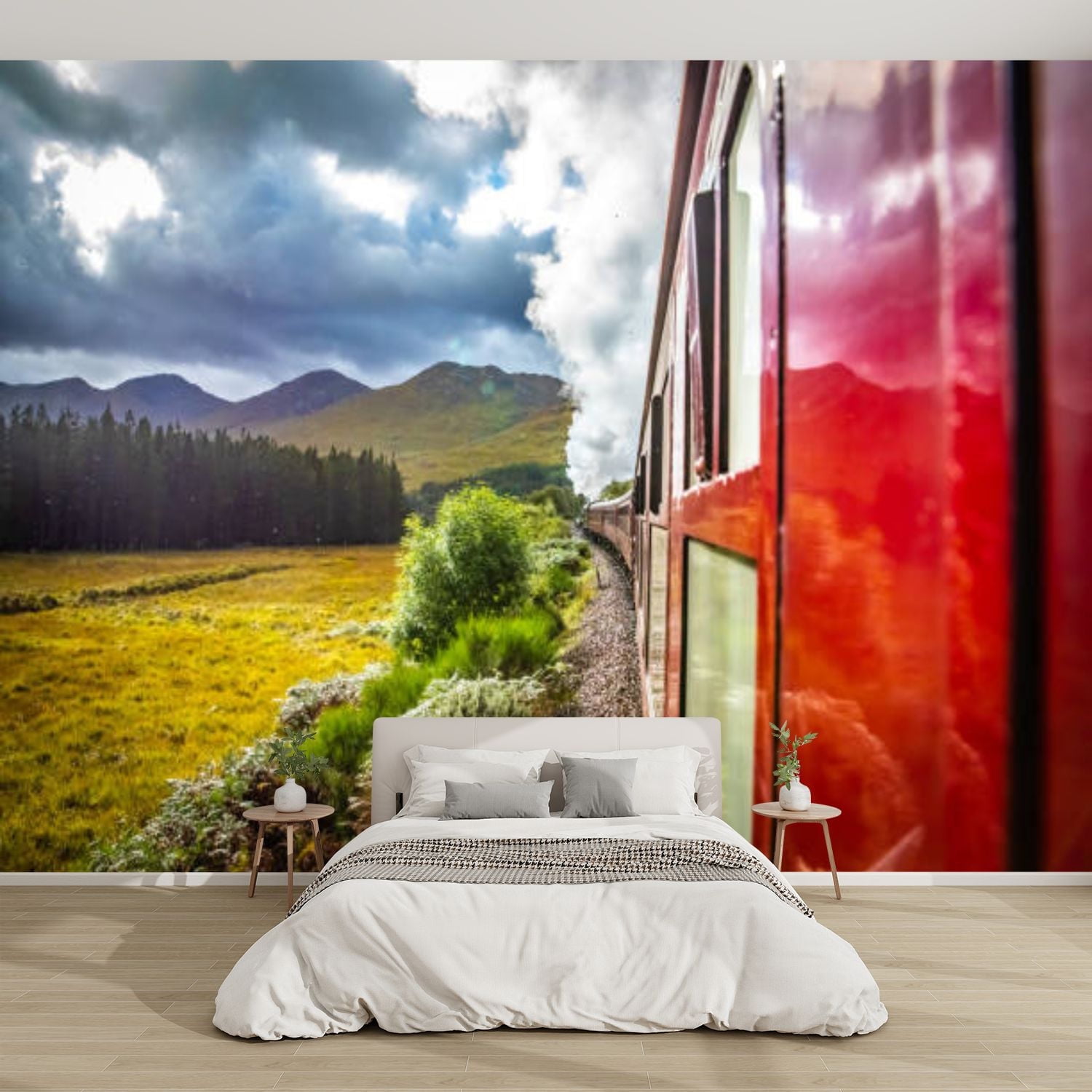 Modern Wallpaper Murals 3D Glenfinnan Railway Viaduct train Peel and ...