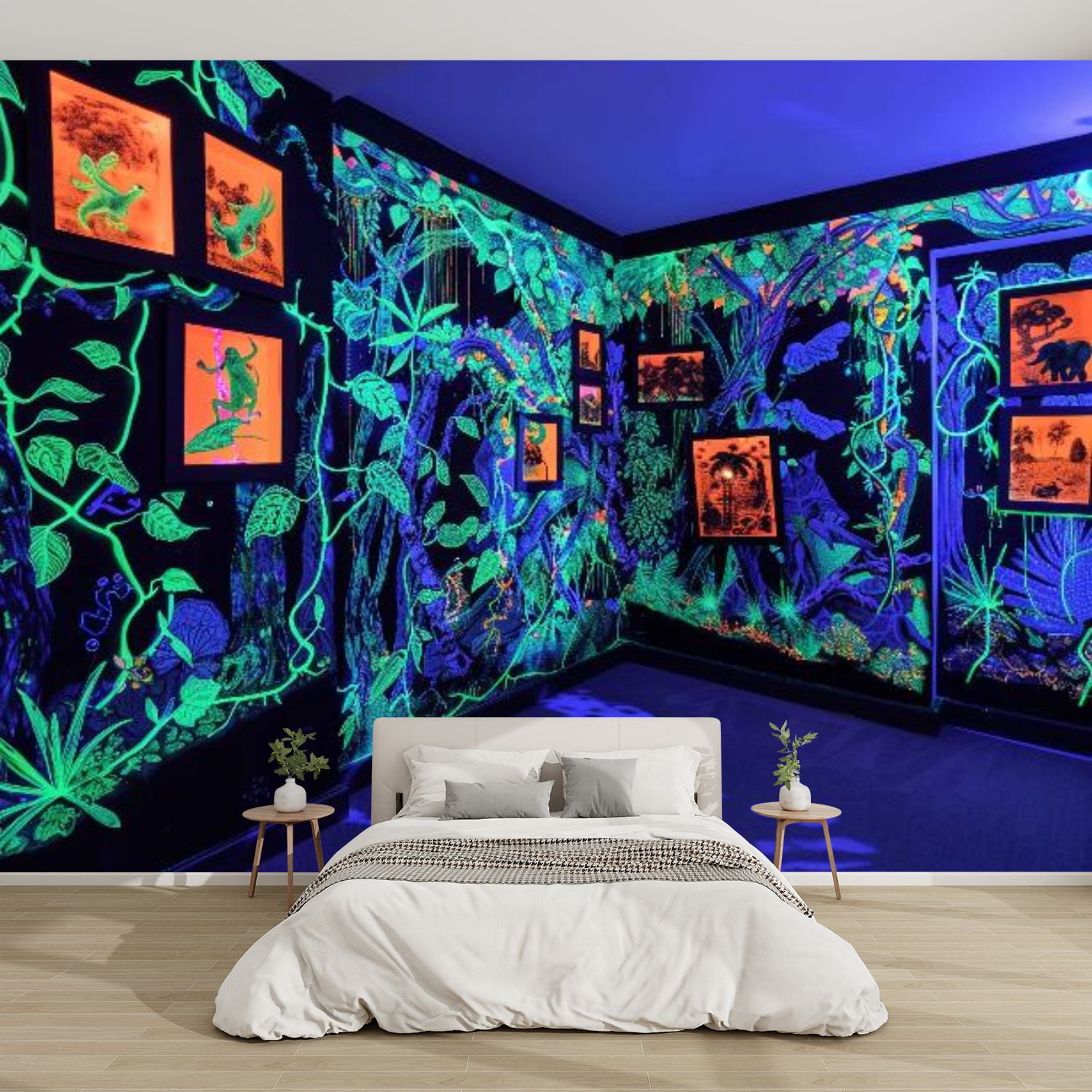 Modern Wallpaper Murals 3D Glowing Jungle Adventure Mural Blacklight ...