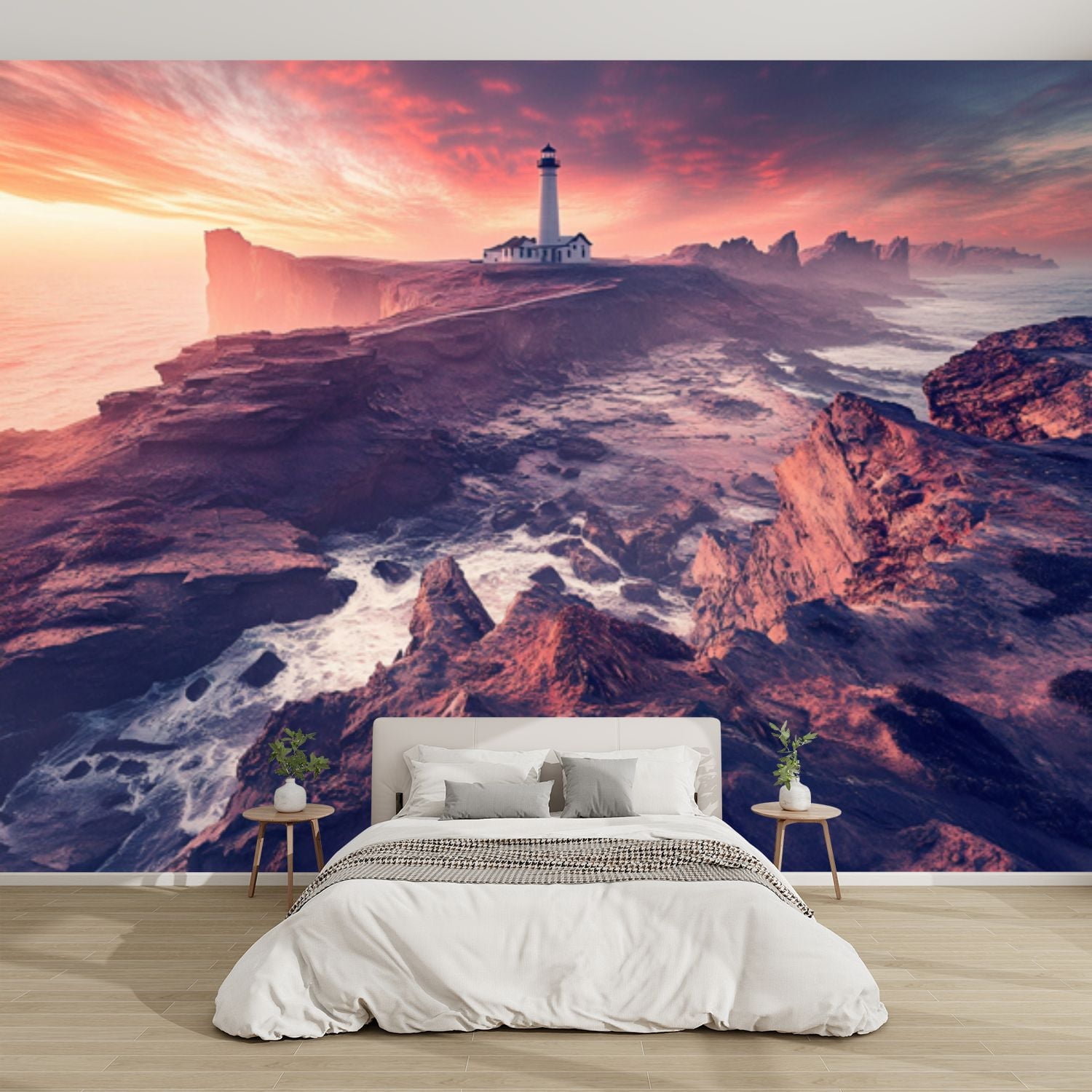 Modern Wallpaper Murals 3D Hyper Realistic Lighthouse Dawn Art Print ...