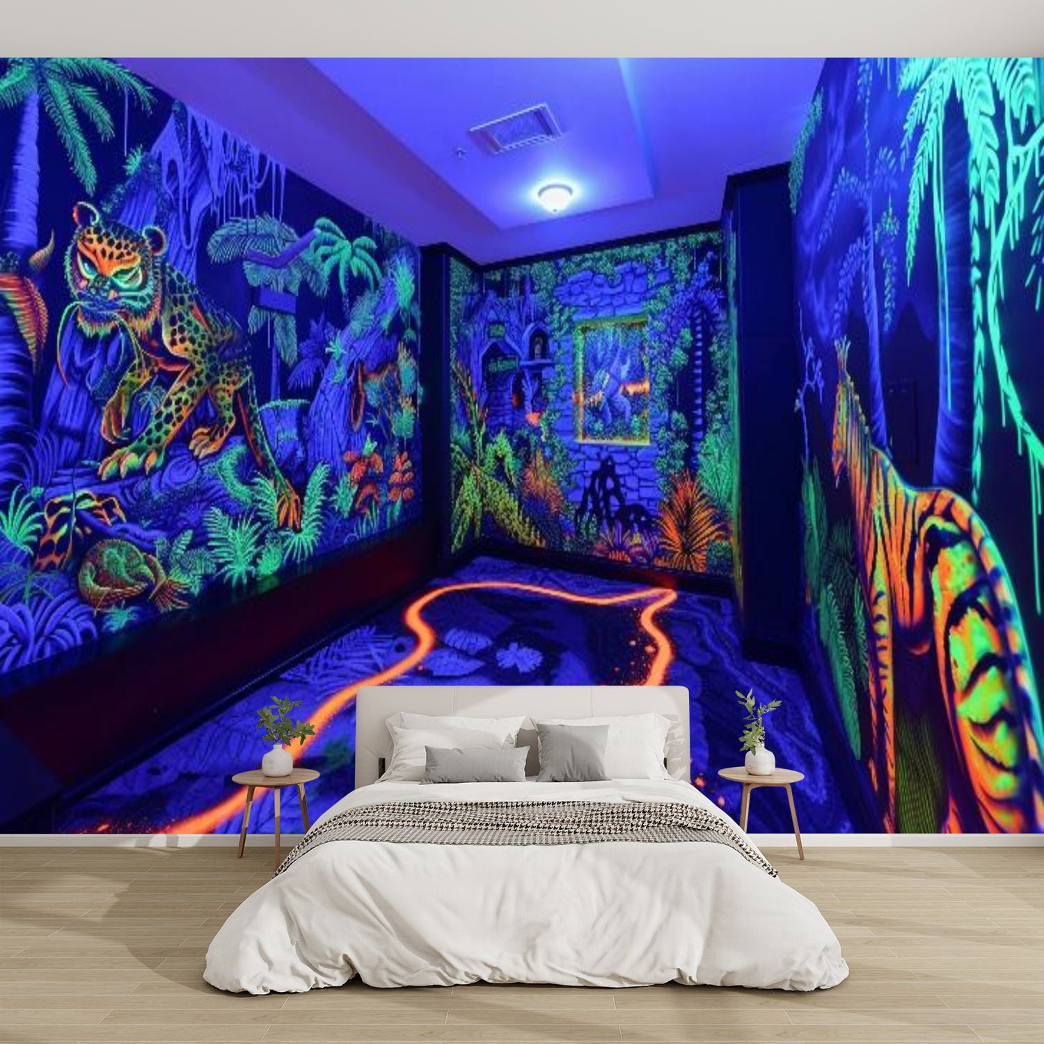 Modern Wallpaper Murals 3D Interactive Glow Trail Jungle Mural for Boys ...