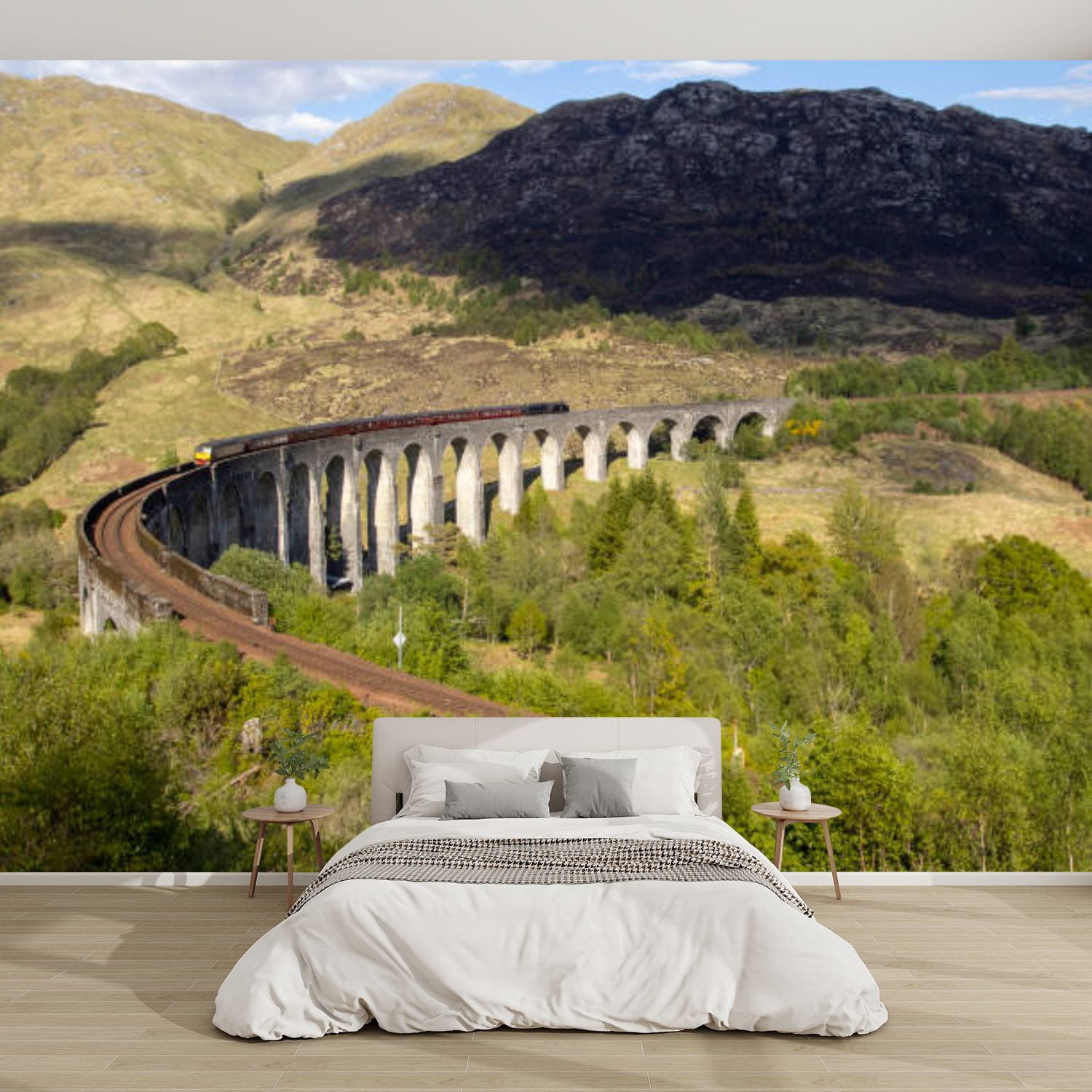 Modern Wallpaper Murals 3D The Jacobite Train crossing Glenfinnan ...