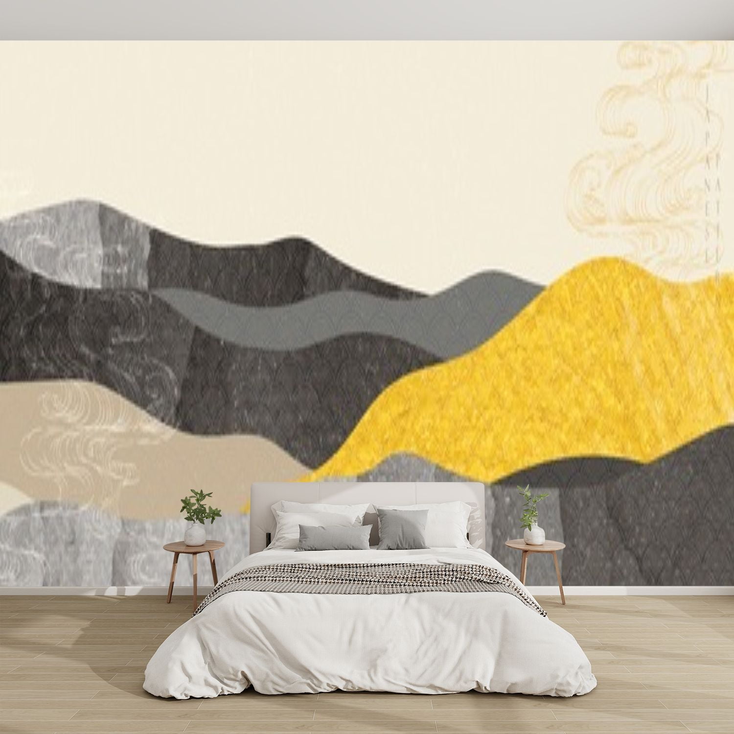 Modern Wallpaper Murals 3D Japanese art landscape Abstract gold texture ...