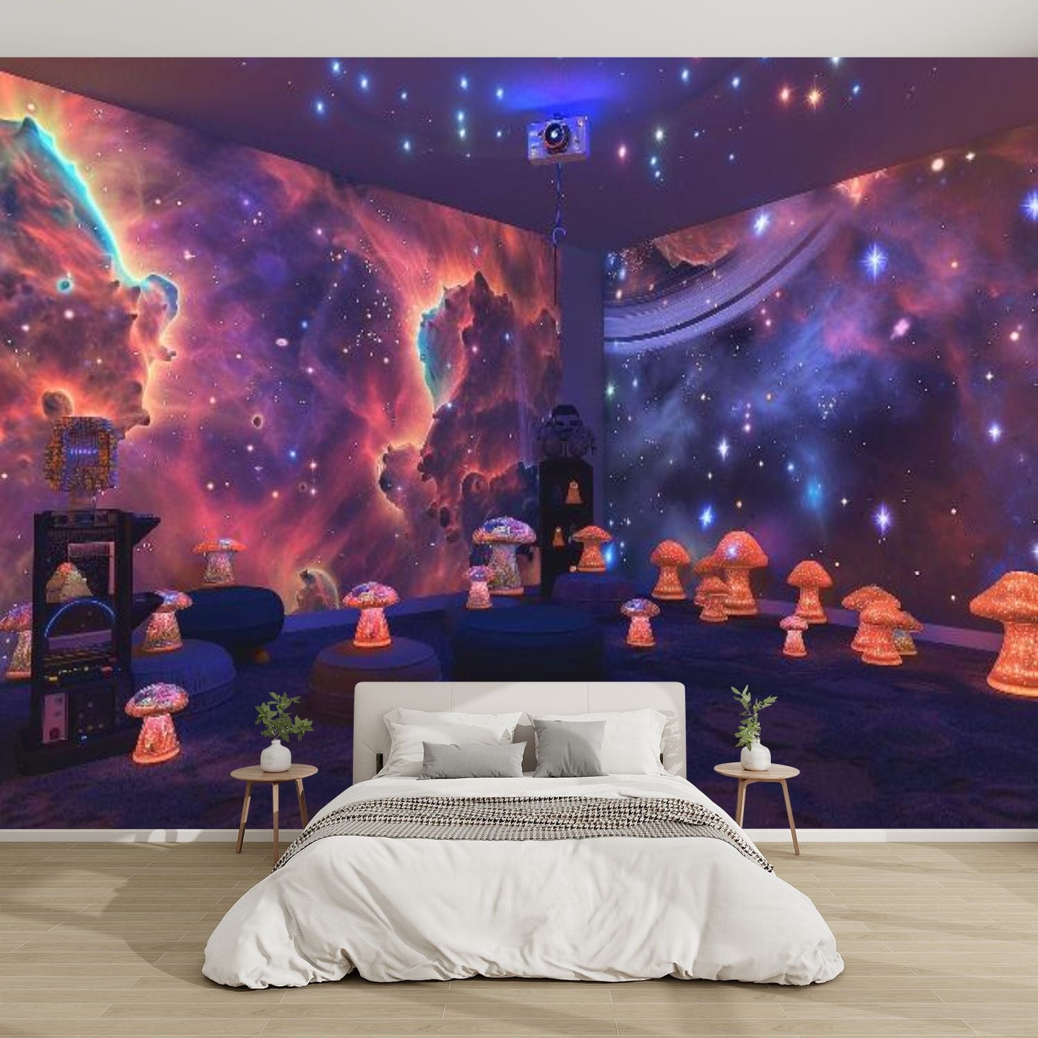 Modern Wallpaper Murals 3D Kids Room Nebula Mural Star Projector Peel ...