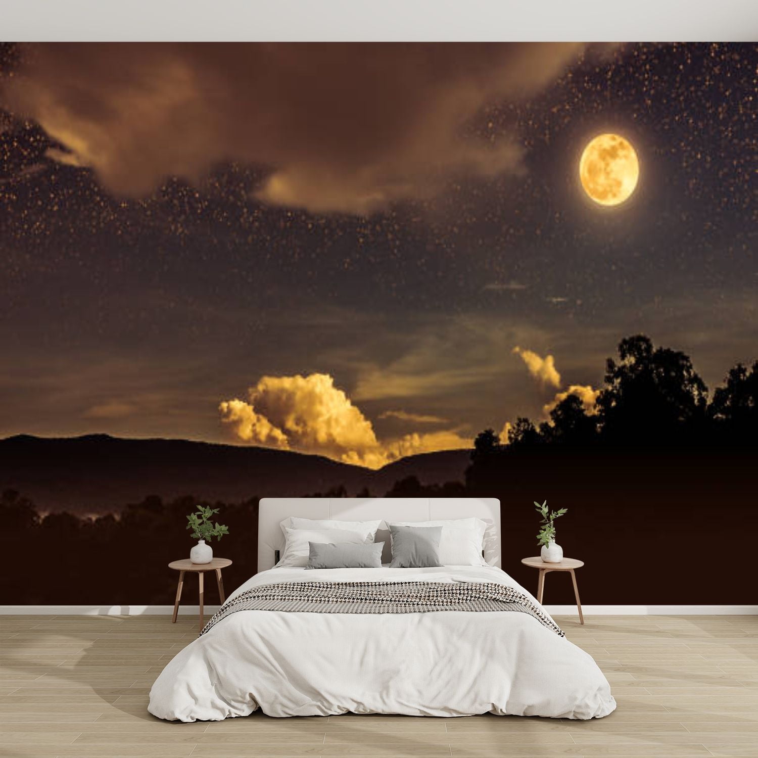 Modern Wallpaper Murals 3D Landscape night sky stars beautiful full ...