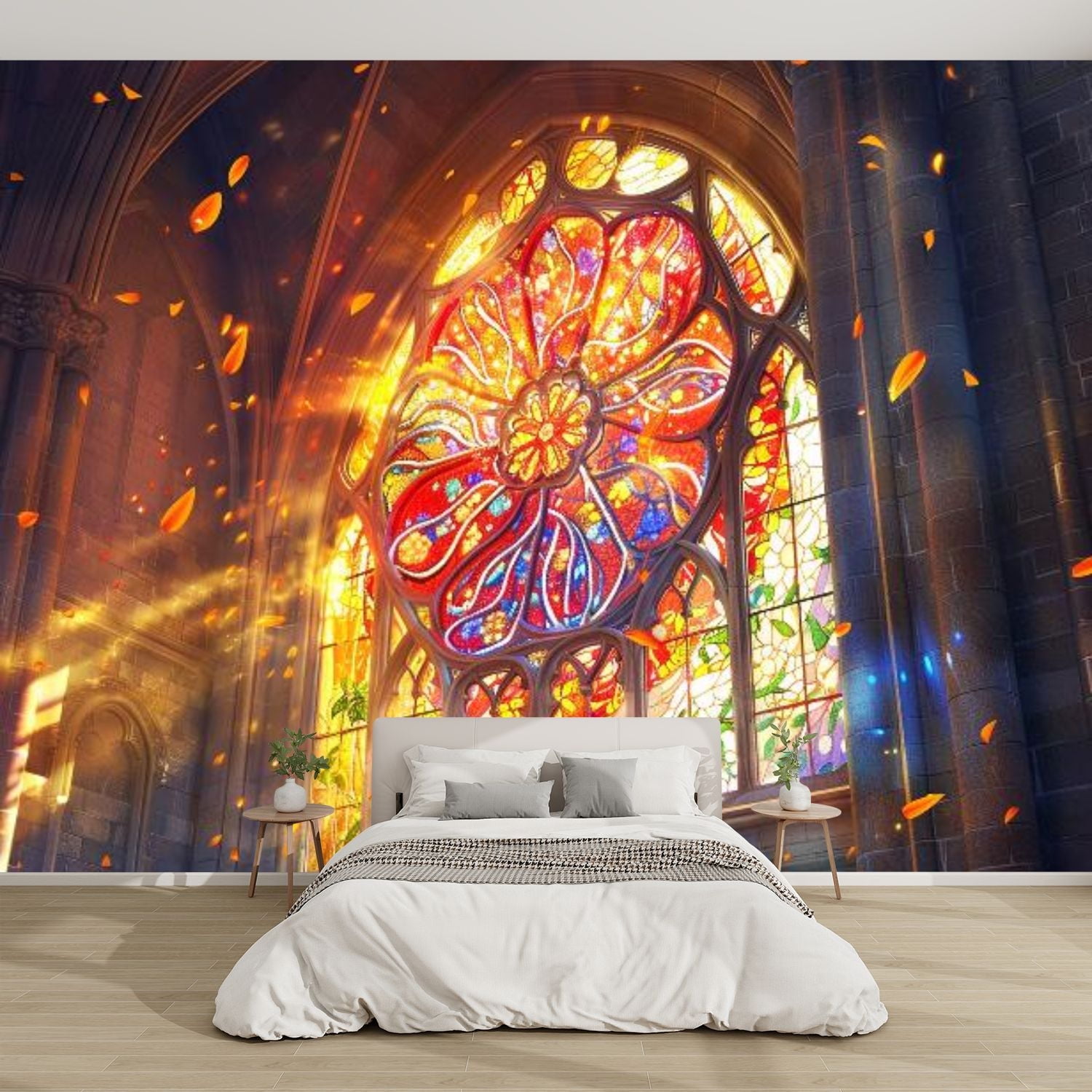 Modern Wallpaper Murals 3D Leaves Abstract Gothic Window Imitation Peel ...