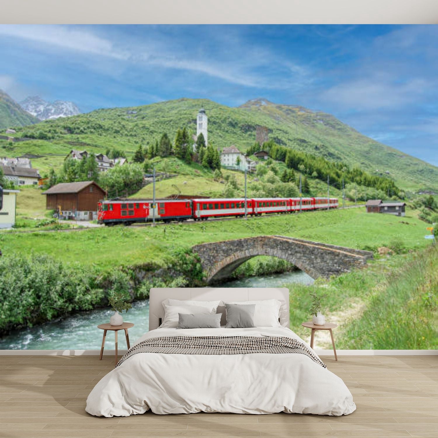 Modern Wallpaper Murals 3D Local train Peel and Stick Removable Self ...