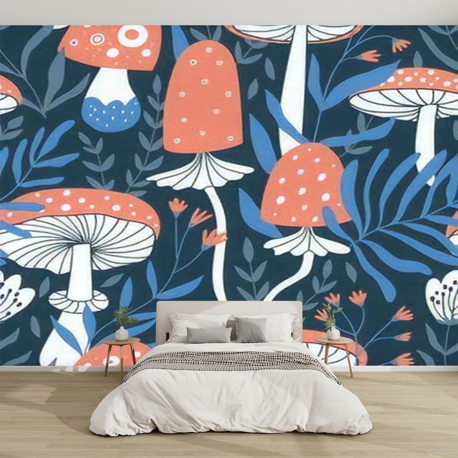 Modern Wallpaper Murals 3D Magic night seamless pattern mushrooms ...
