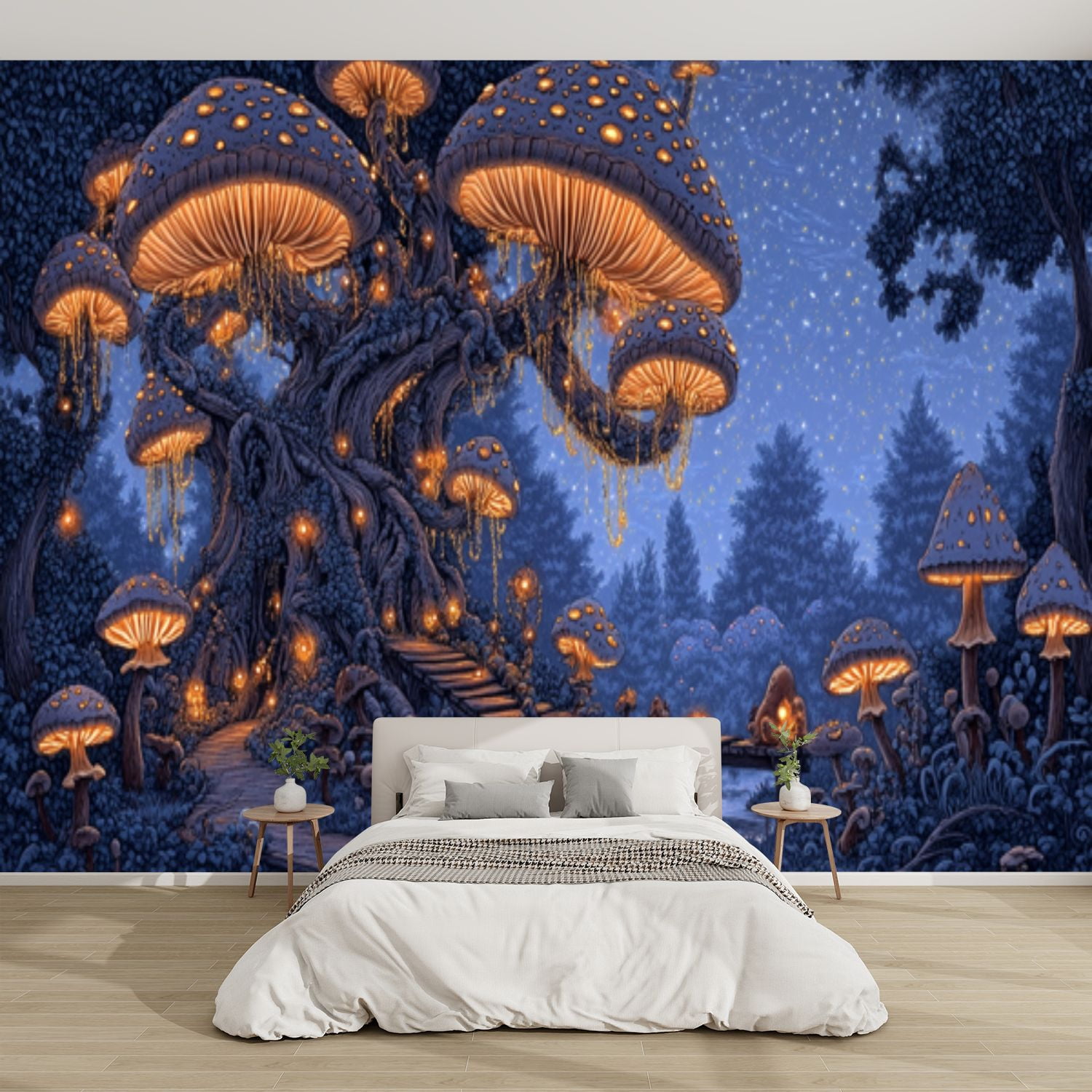 Modern Wallpaper Murals 3D Magical Forest Creatures Reflective Stream ...
