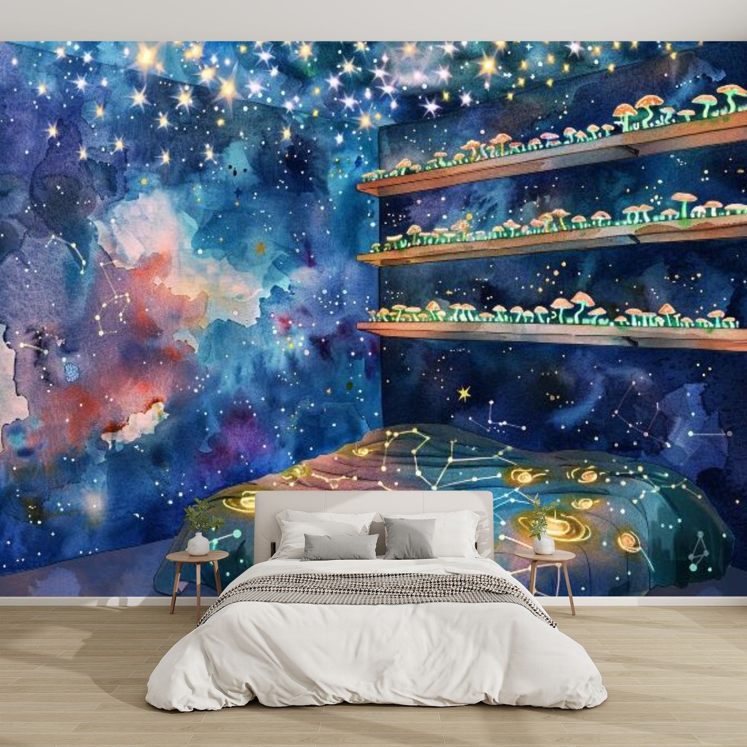 Modern Wallpaper Murals 3D Magical Space Nebula Wall Paint Twinkling ...