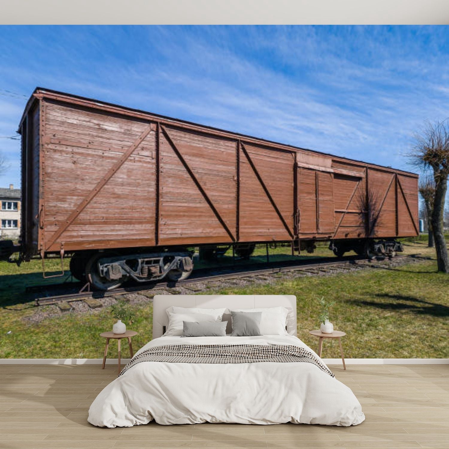 Modern Wallpaper Murals 3D Memorial wagon museum station Skrunda Latvia ...
