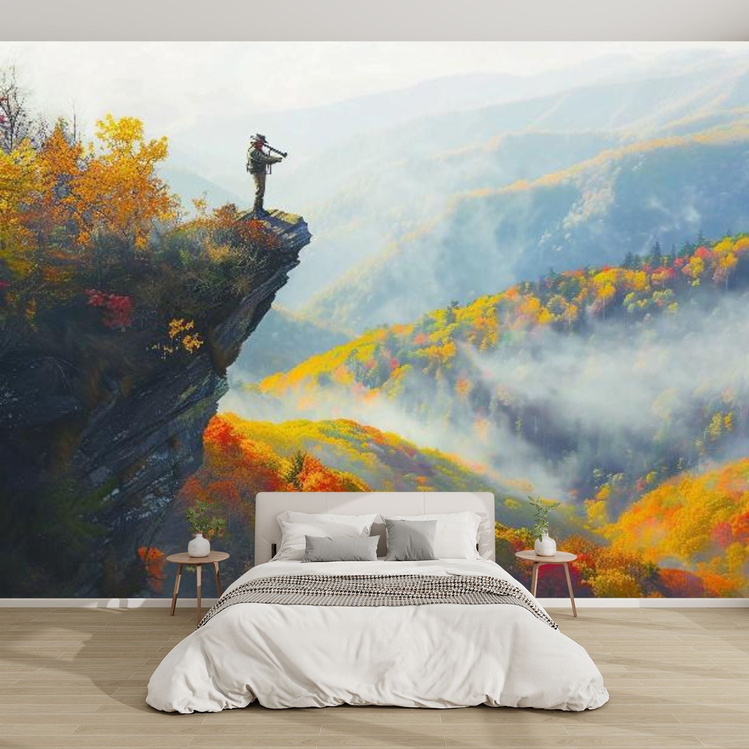 Modern Wallpaper Murals 3D Misty Print 19th Century Scenic Autumn ...