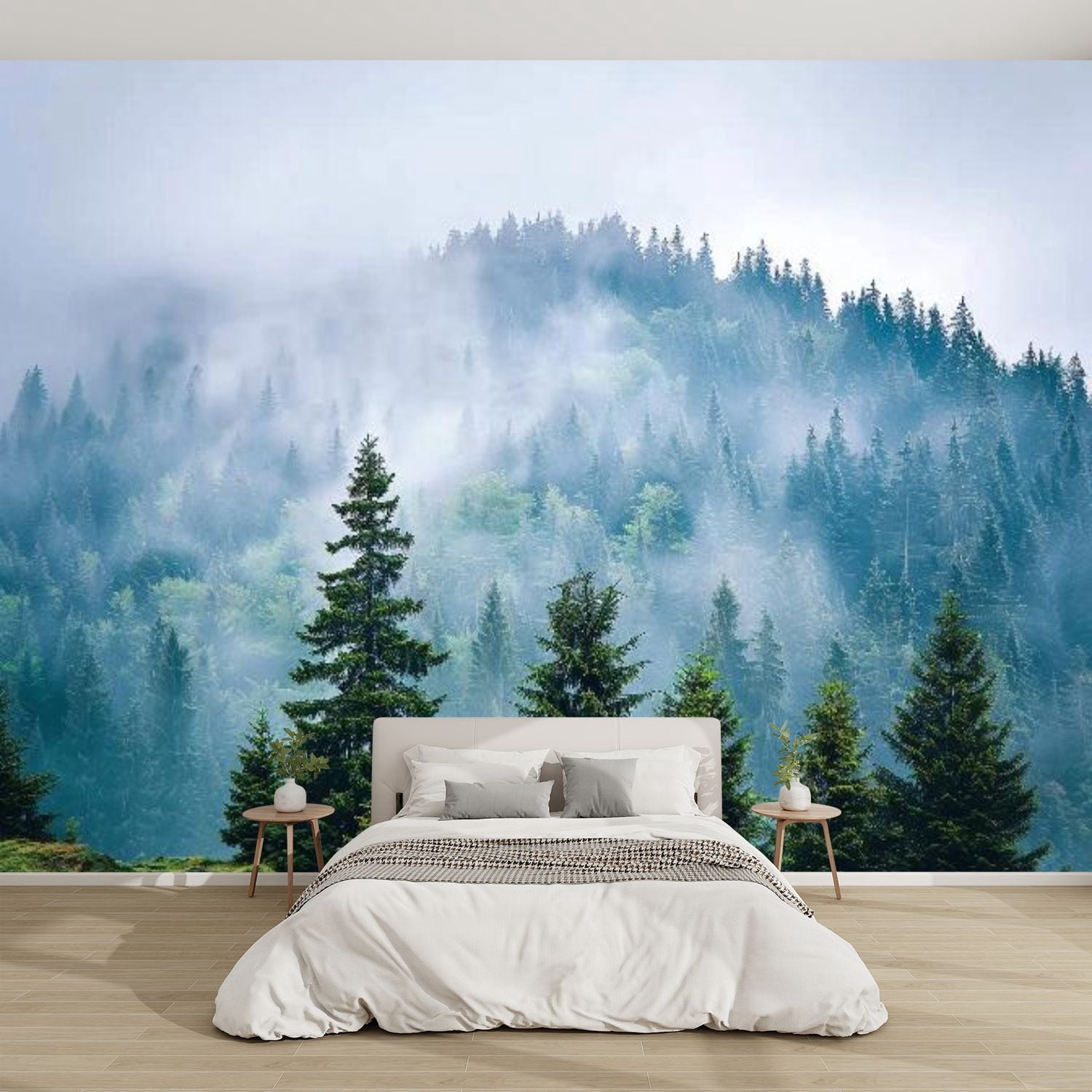 Modern Wallpaper Murals 3D Misty mountain landscape Peel and Stick ...
