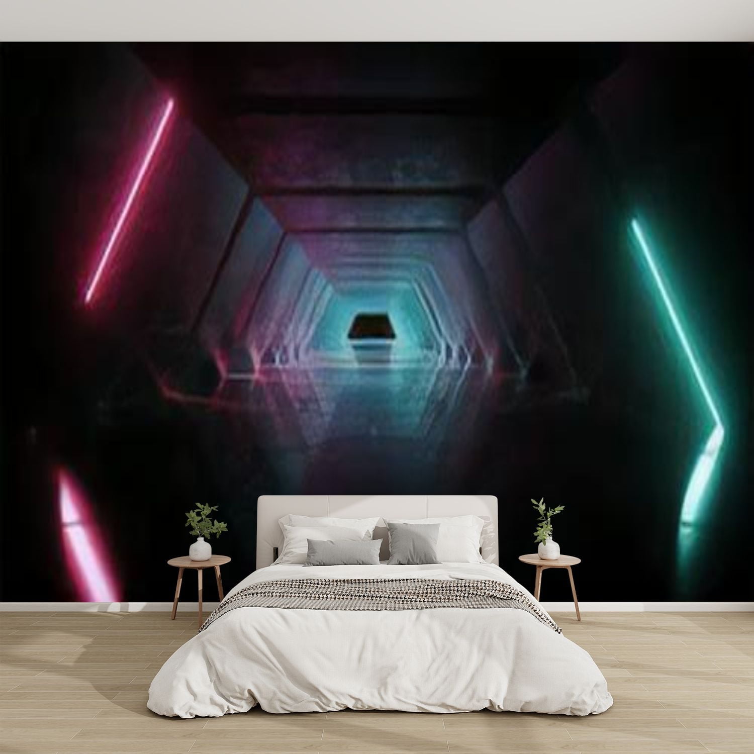 Modern Wallpaper Murals 3D Modern Empty Night Scene Retro Alienship ...