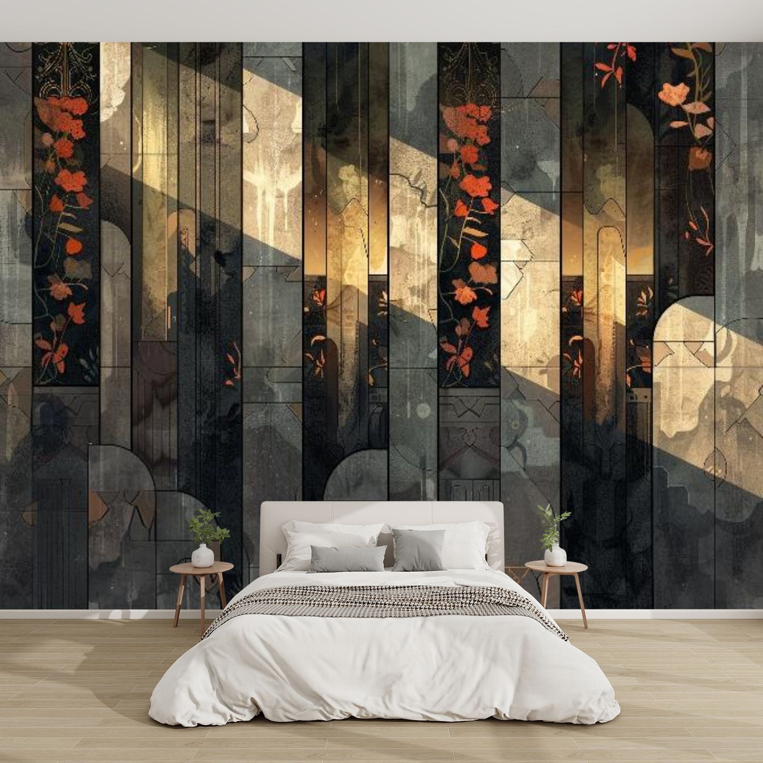 Modern Wallpaper Murals 3D Mood Illustrations Floral Meets Concrete ...