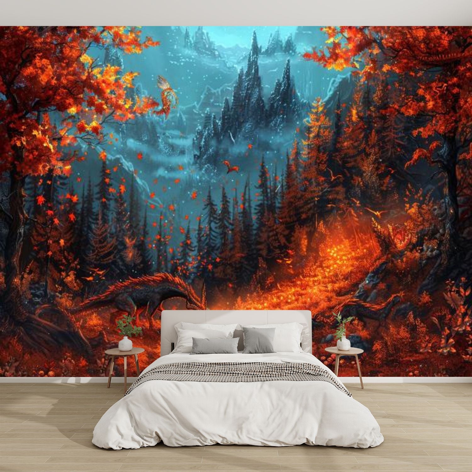 Modern Wallpaper Murals 3D Mystic Fall Foliage Fantasy Art Smokies ...