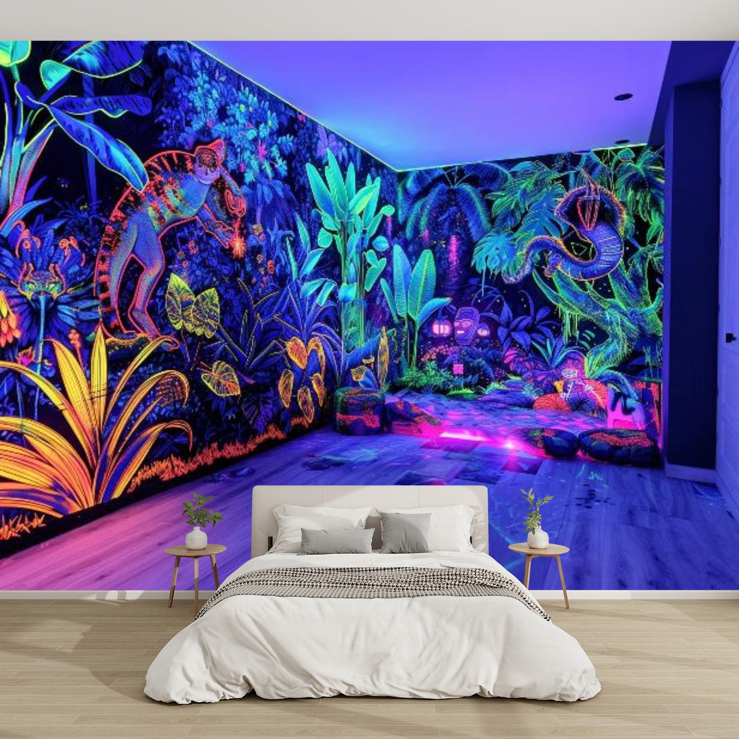 Modern Wallpaper Murals 3D Mystic Jungle Blacklight Mural Daytime Calm ...