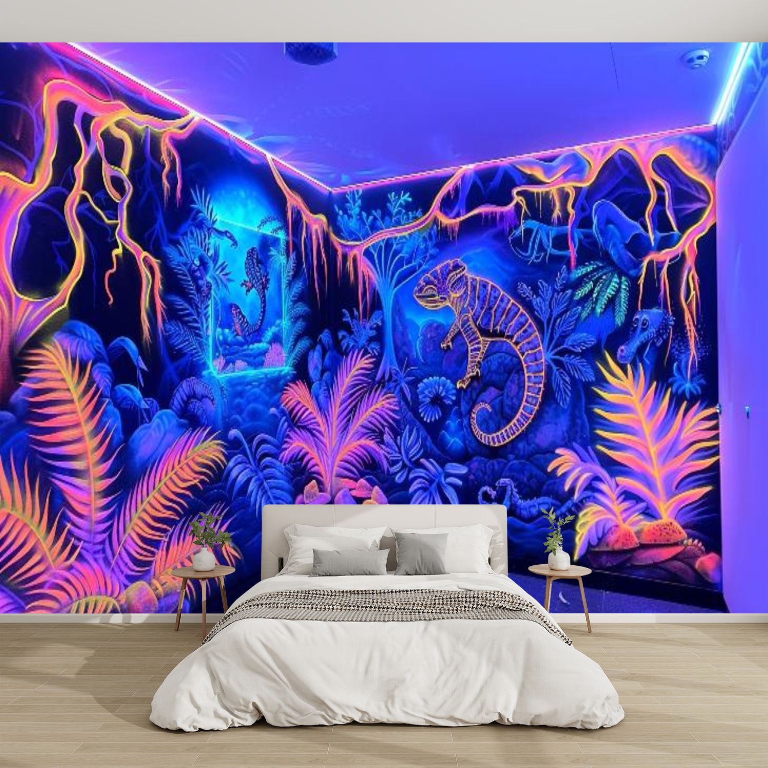 Modern Wallpaper Murals 3D Mythical Beasts Neon Mural for Boys Room ...