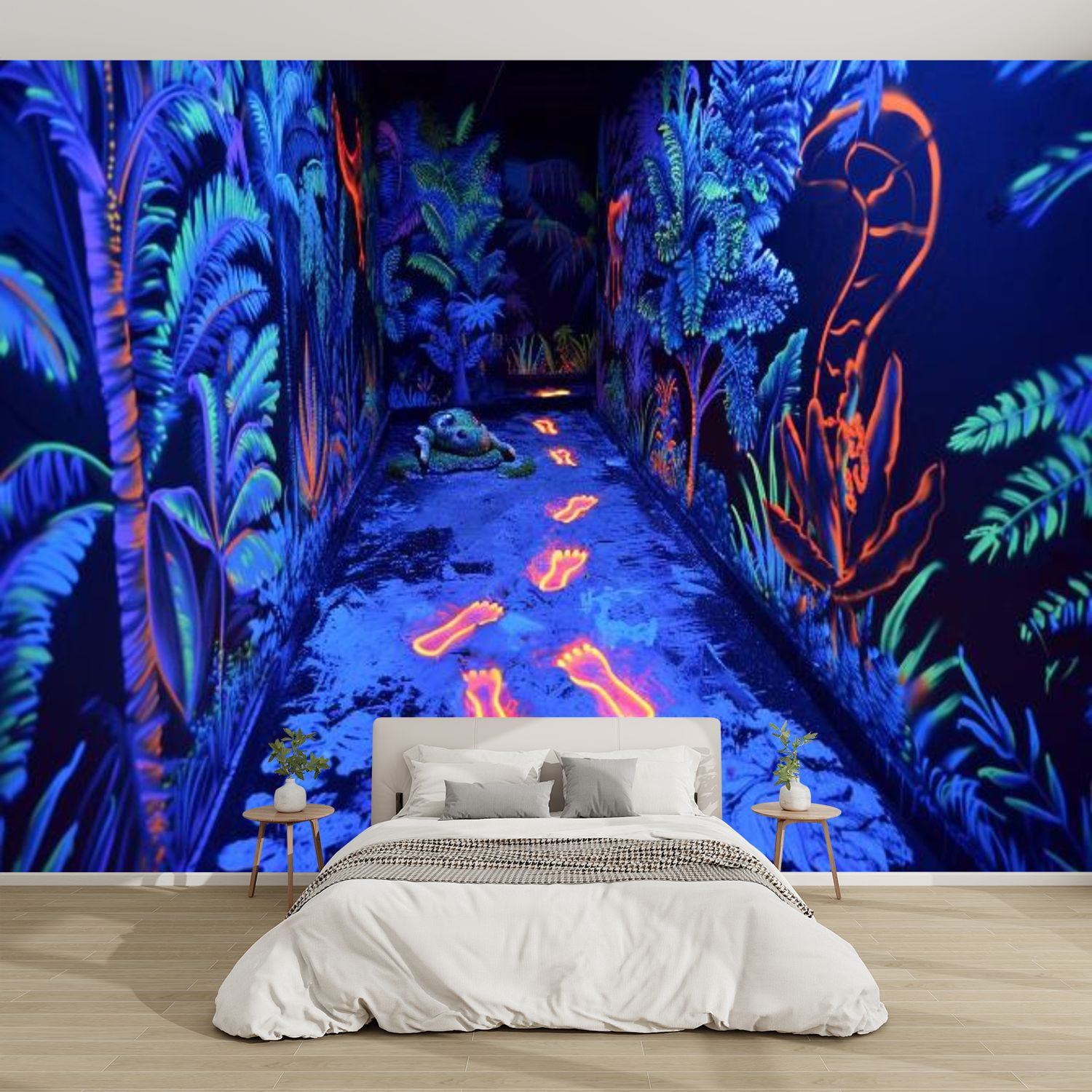 Modern Wallpaper Murals 3D Neon Jungle Adventure Glowing Wall Mural ...