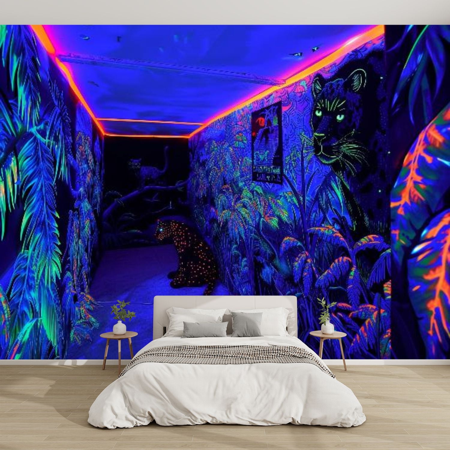 Modern Wallpaper Murals 3D Neon Jungle Game Decode Messages Peel and ...