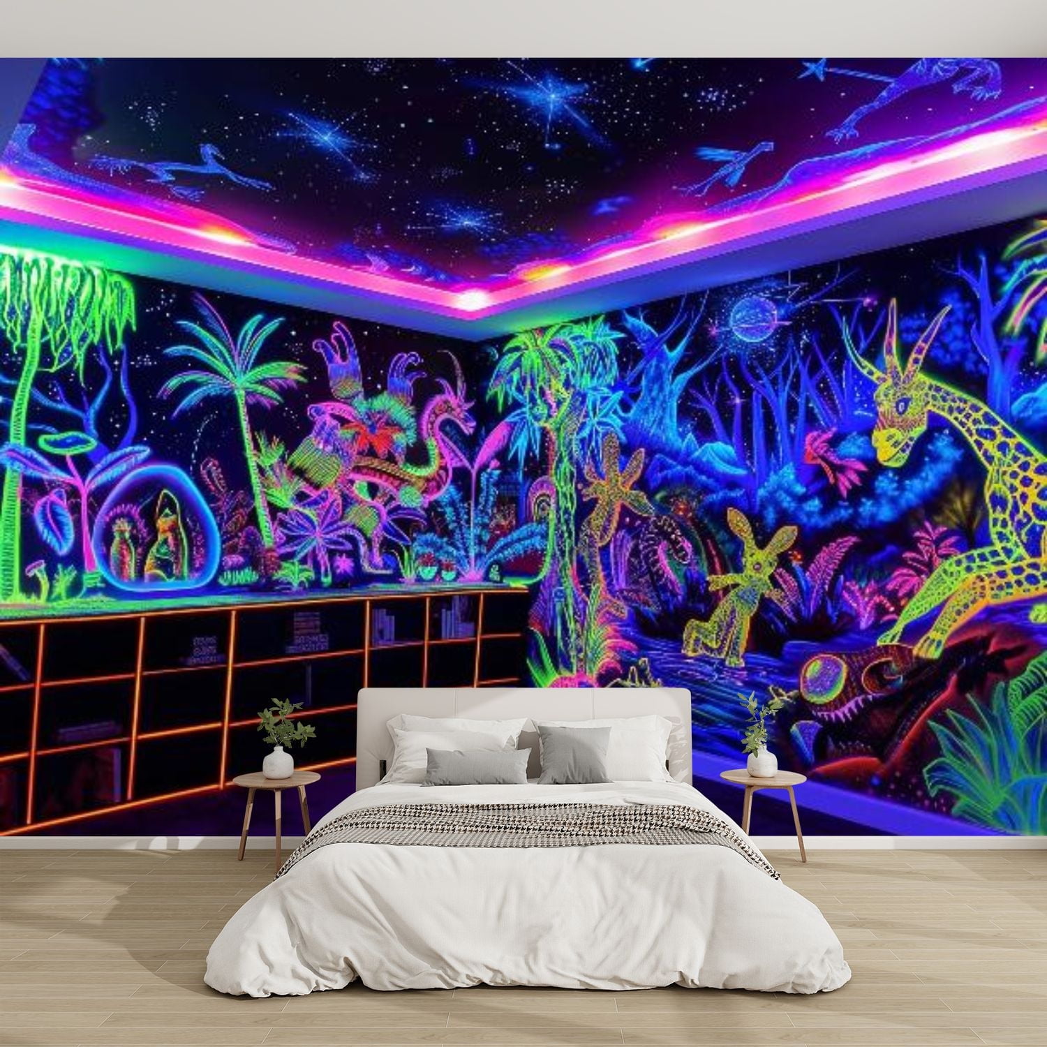 Modern Wallpaper Murals 3D Neon Jungle Mural Secret Constellation ...
