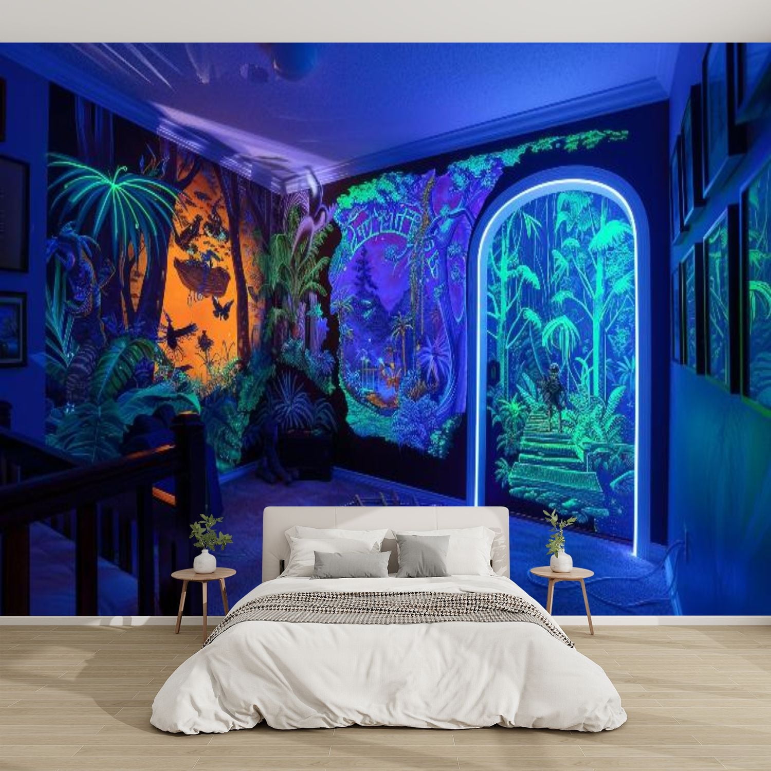 Modern Wallpaper Murals 3D Neon Mural Ethereal Glow Adventure Imagery ...
