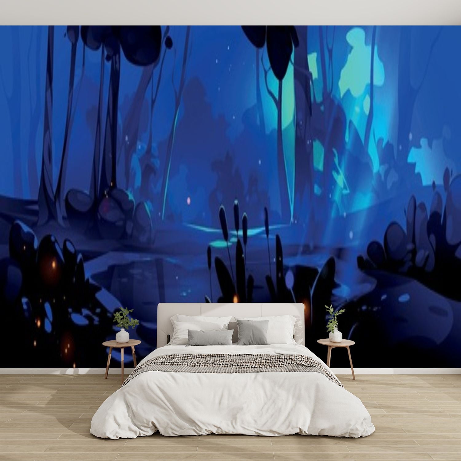 Modern Wallpaper Murals 3D Night jungle forest swamp Magic game ...