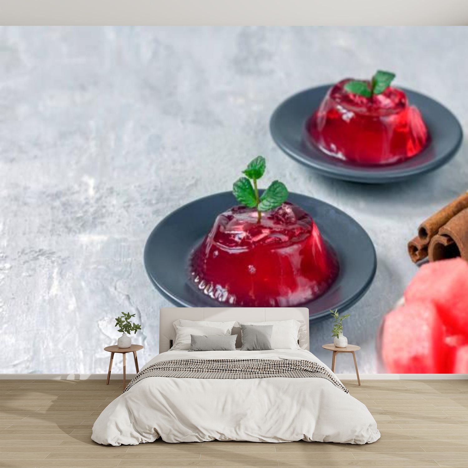 Modern Wallpaper Murals 3D Pudding jelly Gelo di melone mint cinnamon ...