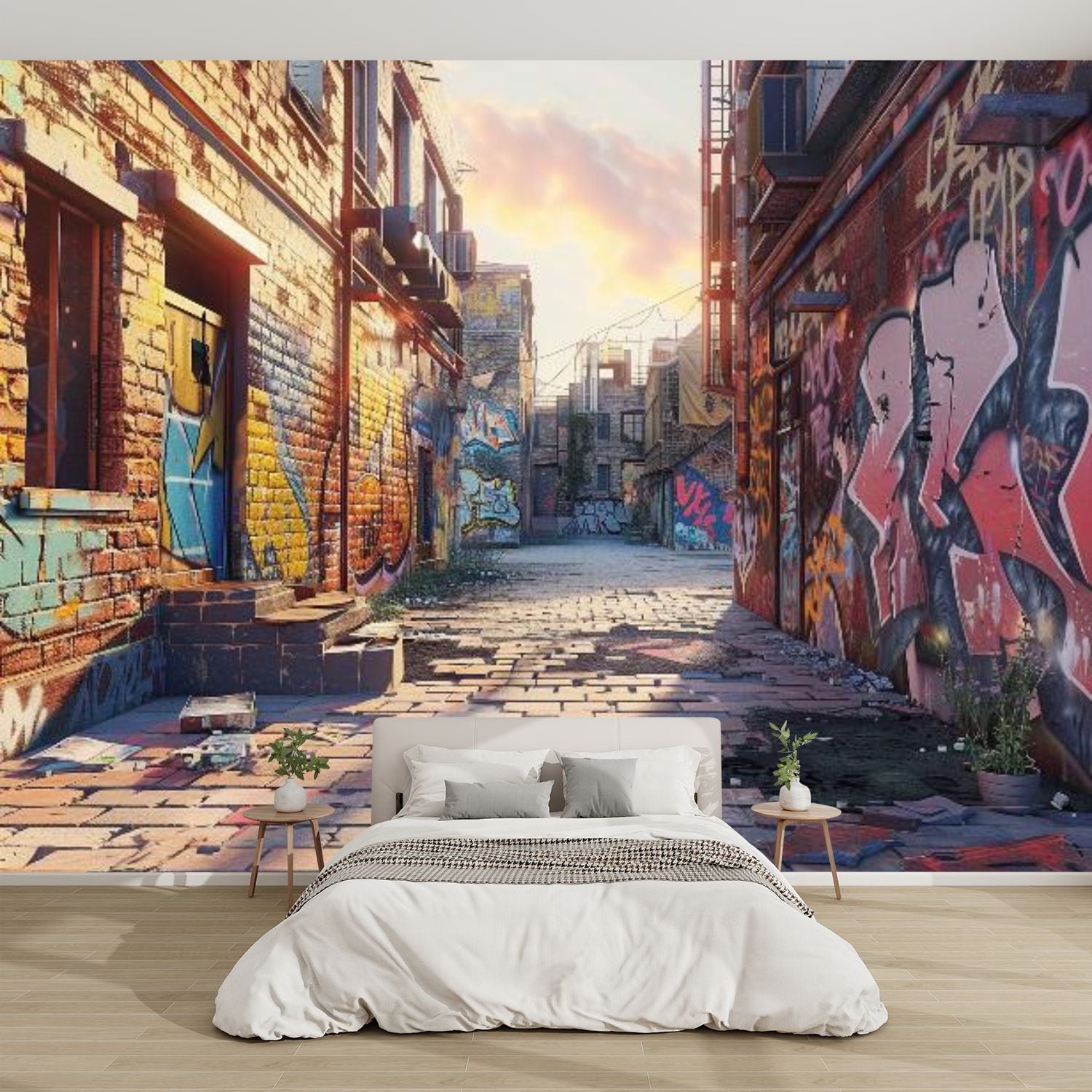 Modern Wallpaper Murals 3D Realistic Graffiti Street Art Afternoon ...