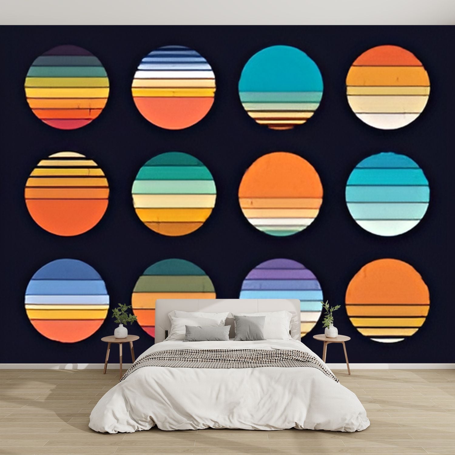 Modern Wallpaper Murals 3D Retro sunset abstract 80s style grunge ...