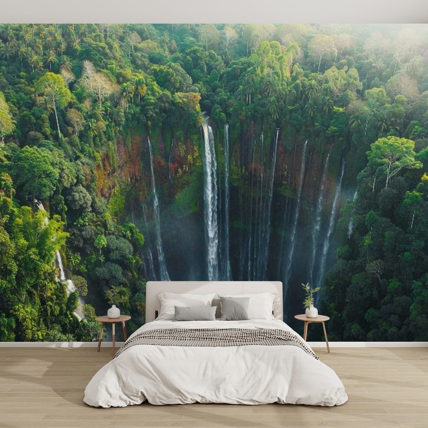 Modern Wallpaper Murals 3D Scenic aerial view Tumpak Sewu waterfall ...