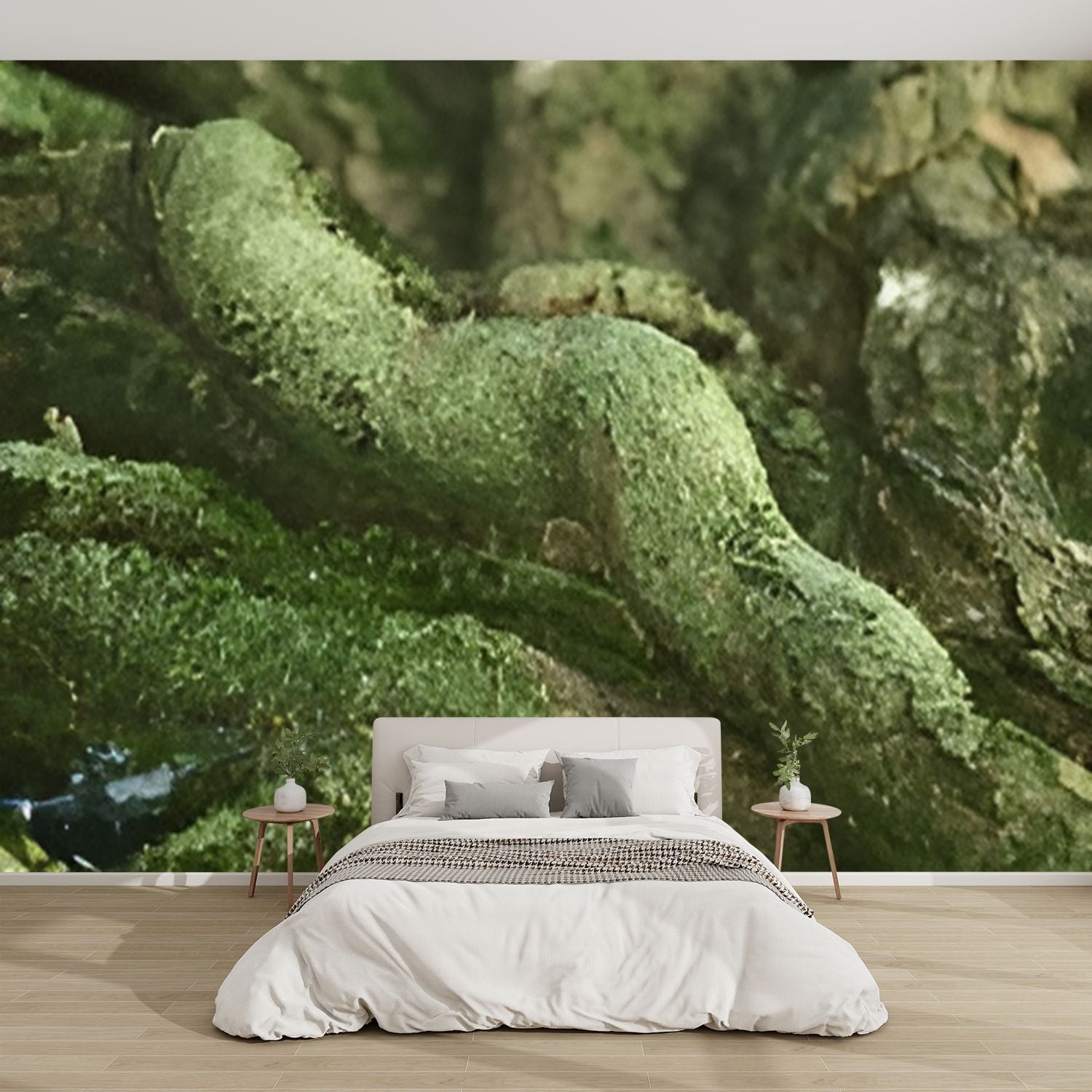 Modern Wallpaper Murals 3D Scenic view old tree roots covered moss ...
