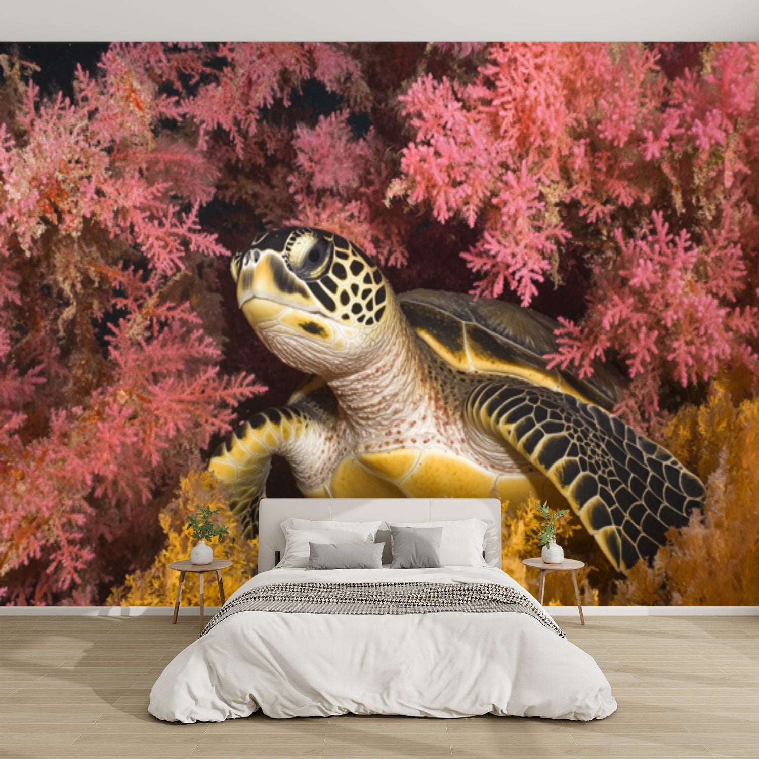 Modern Wallpaper Murals 3D Sea Turtle Colorful Fish Coral Dolphin Ocean ...