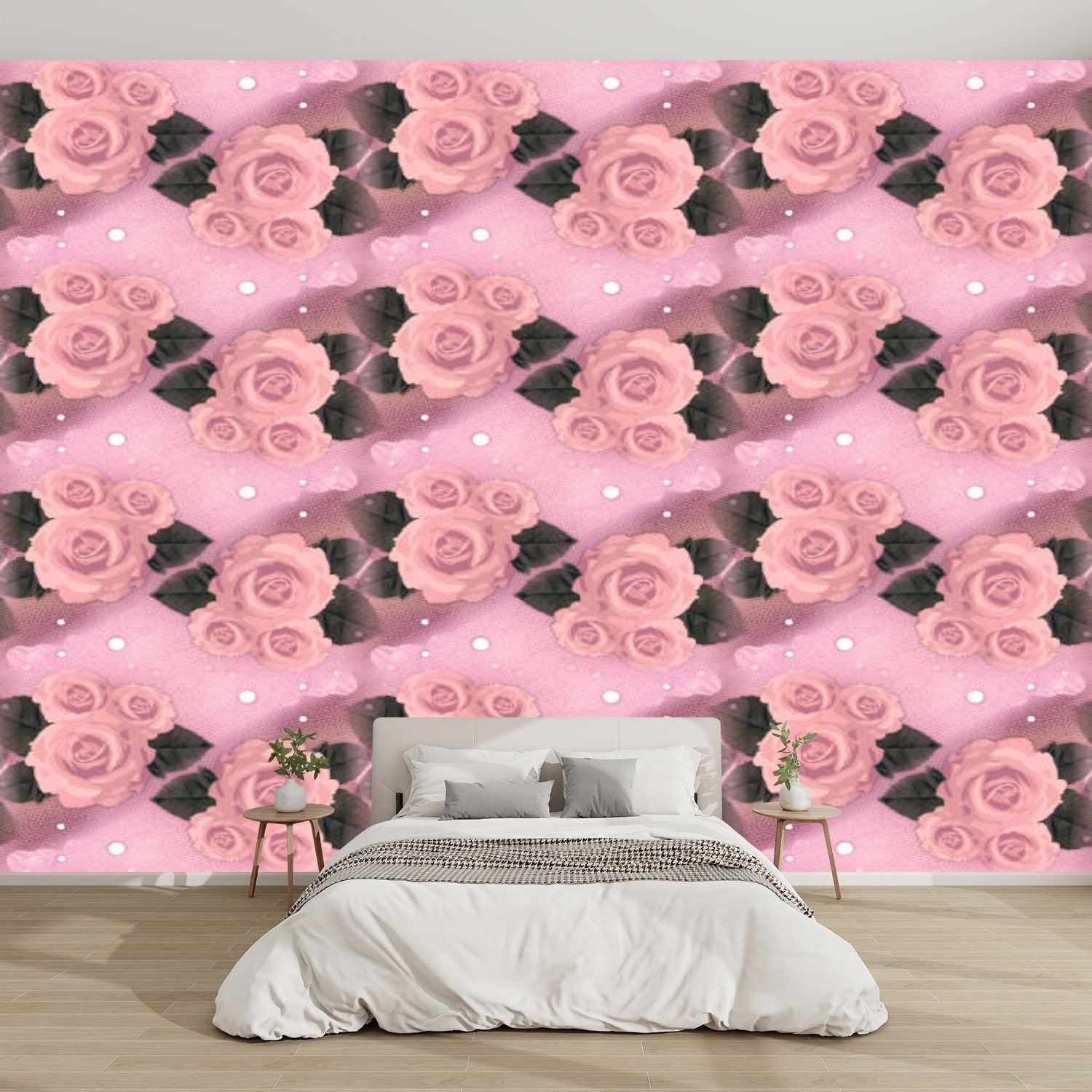 Modern Wallpaper Murals 3D Seamless wall paper rose bouquets pink Peel ...