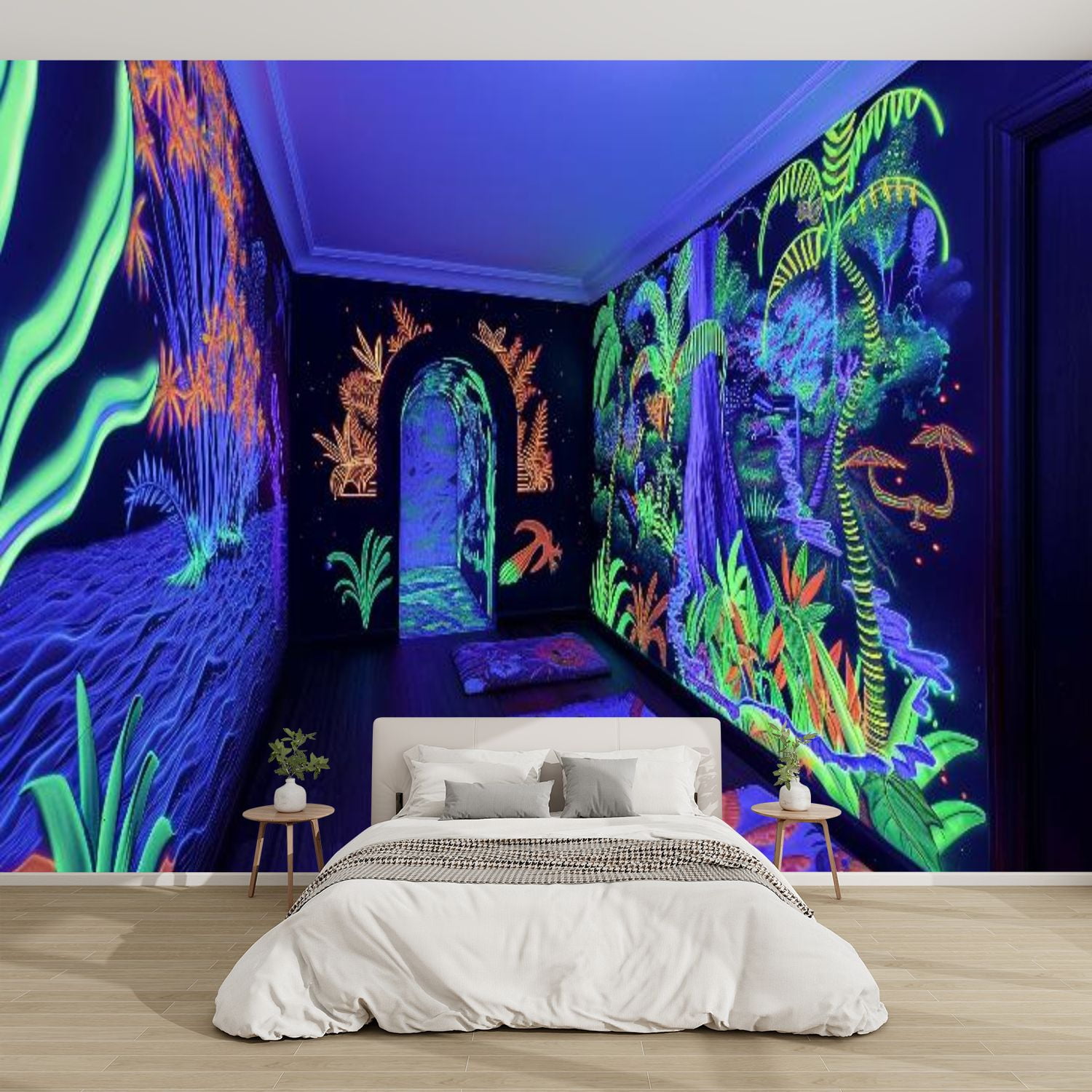 Modern Wallpaper Murals 3D Secret Glow Blacklight Mural Vibrant Neon ...