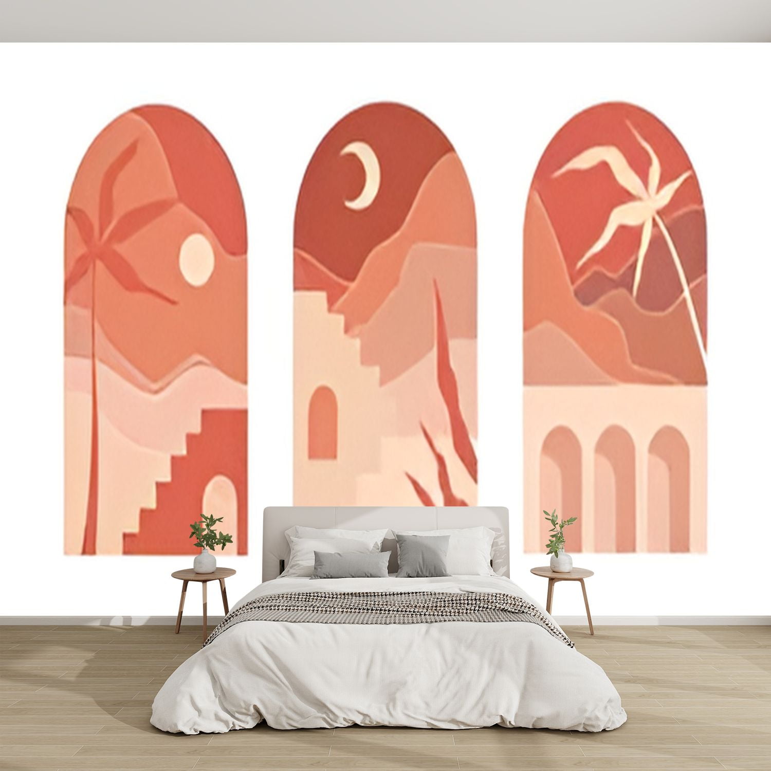 Modern Wallpaper Murals 3D Set mid century aesthetic abstract boho ...