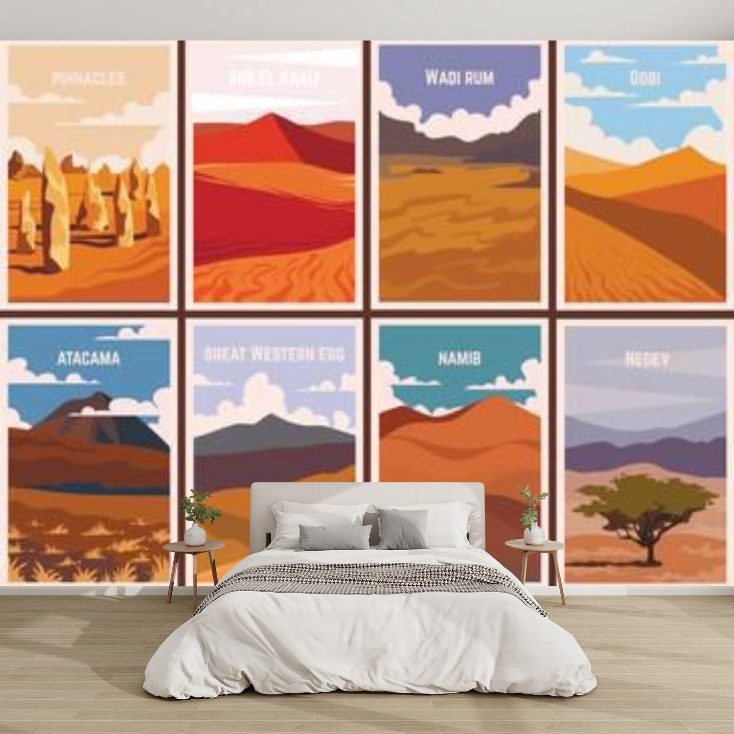 Modern Wallpaper Murals 3D Set retro posters Famous deserts world ...