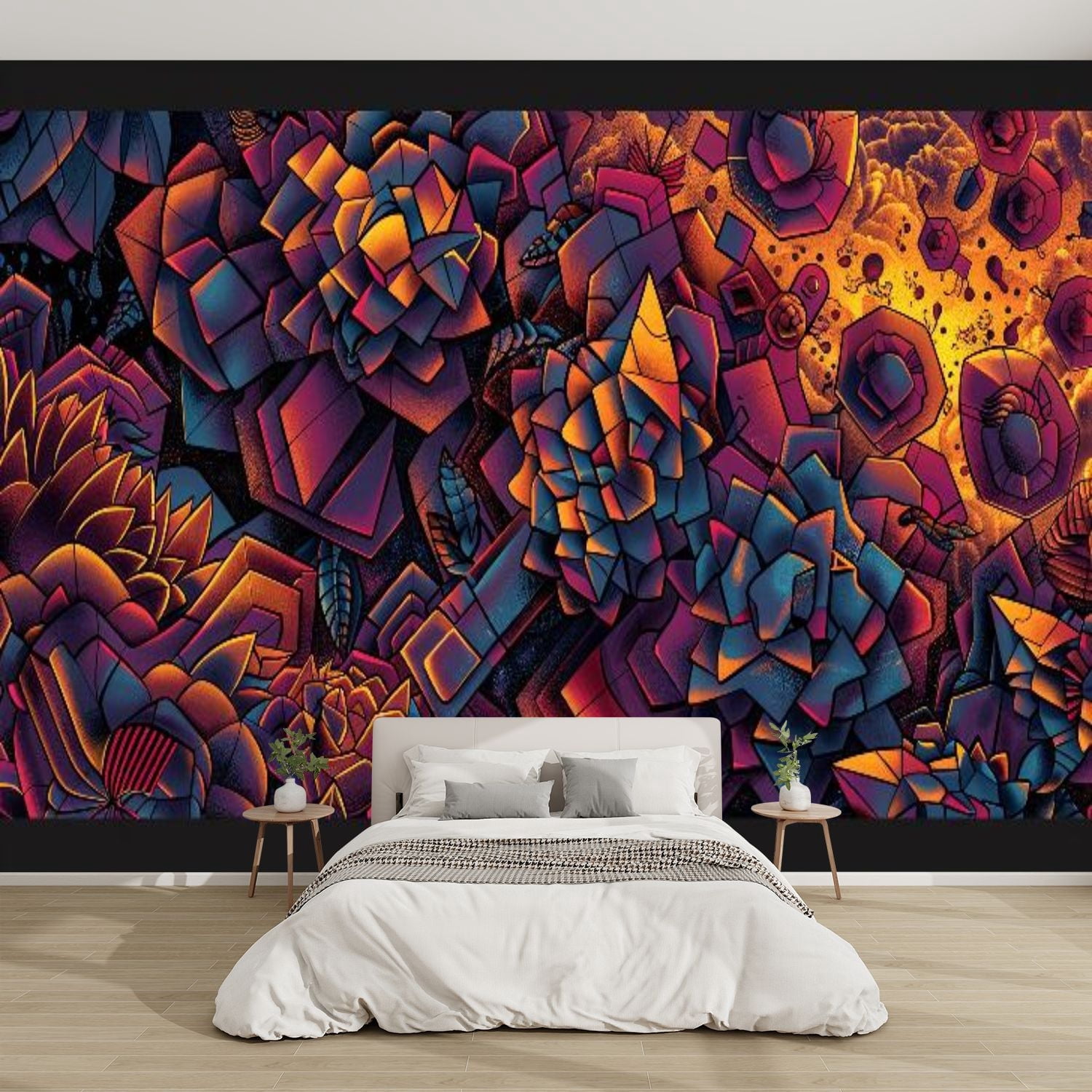 Modern Wallpaper Murals 3D Sheen Canvas Art Peel and Stick Removable ...
