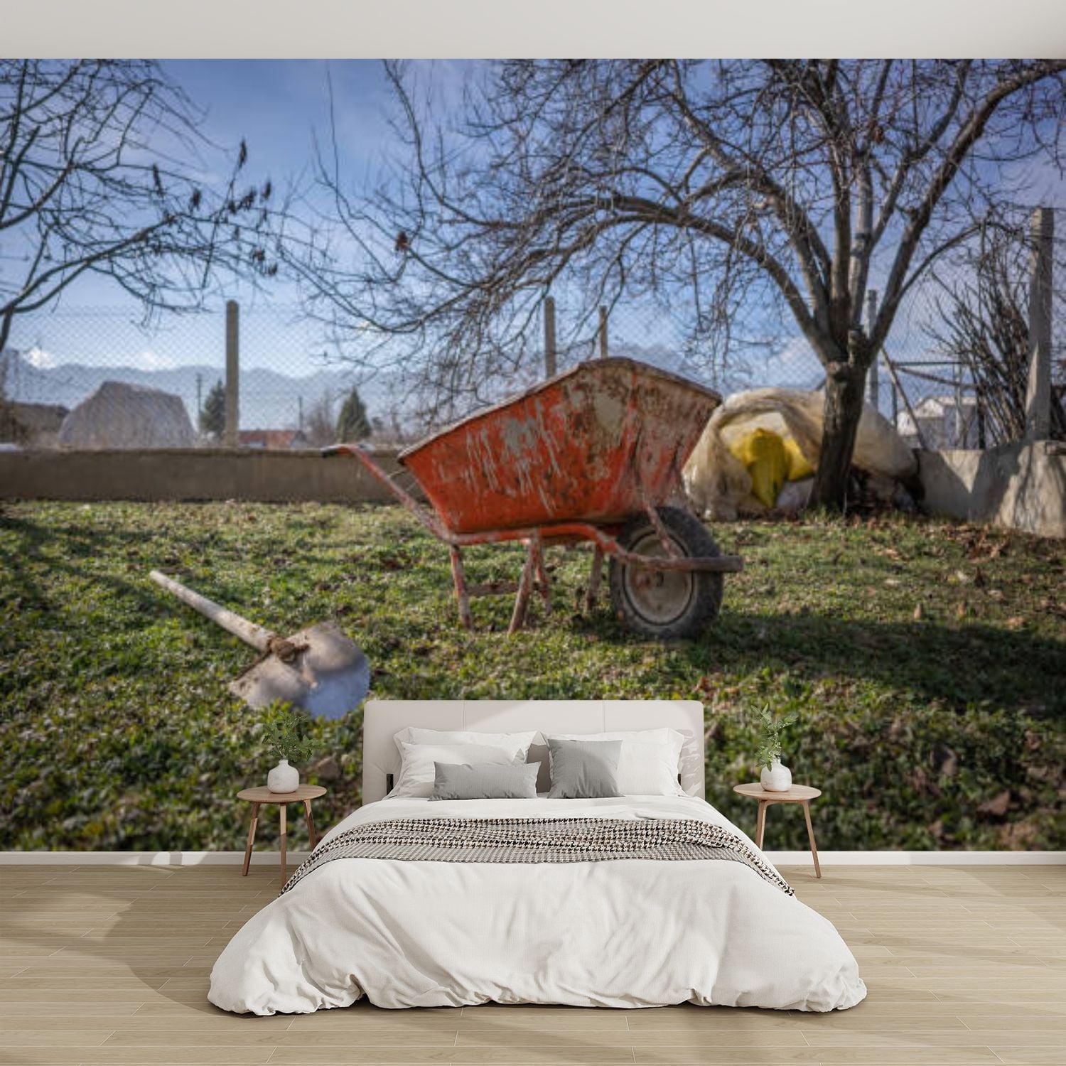 Modern Wallpaper Murals 3D Shovel cart garden site Peel and Stick ...