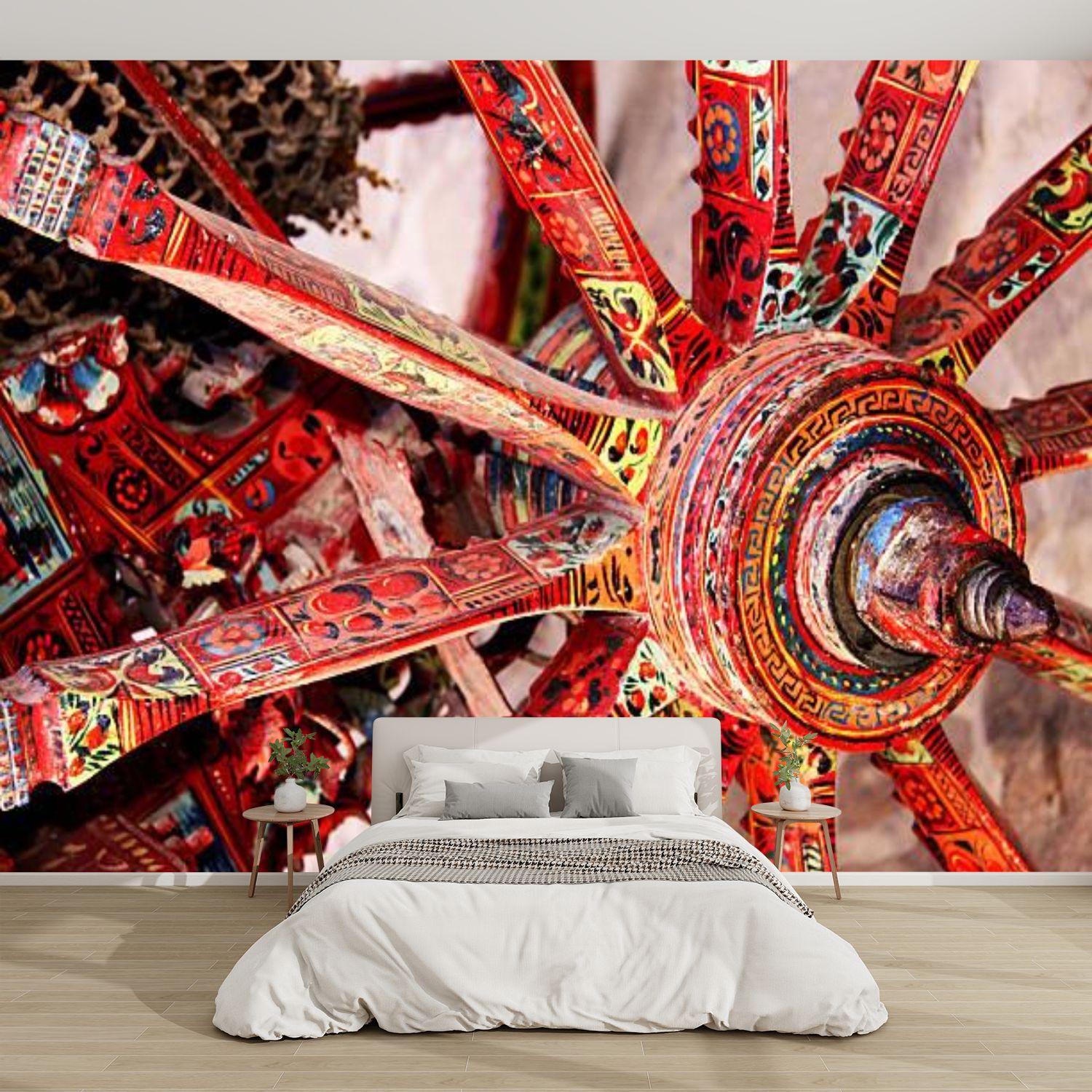 Modern Wallpaper Murals 3D Sicilian cart wheel Peel and Stick Removable ...