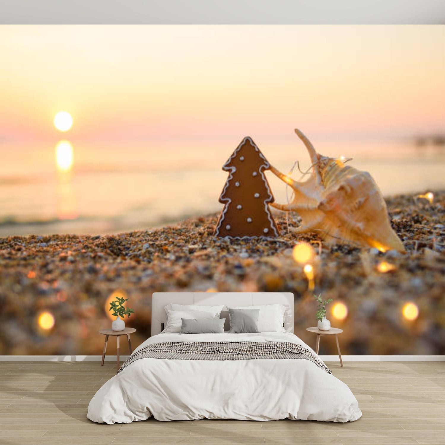 Modern Wallpaper Murals 3D Small large beautiful shell seashore evening ...