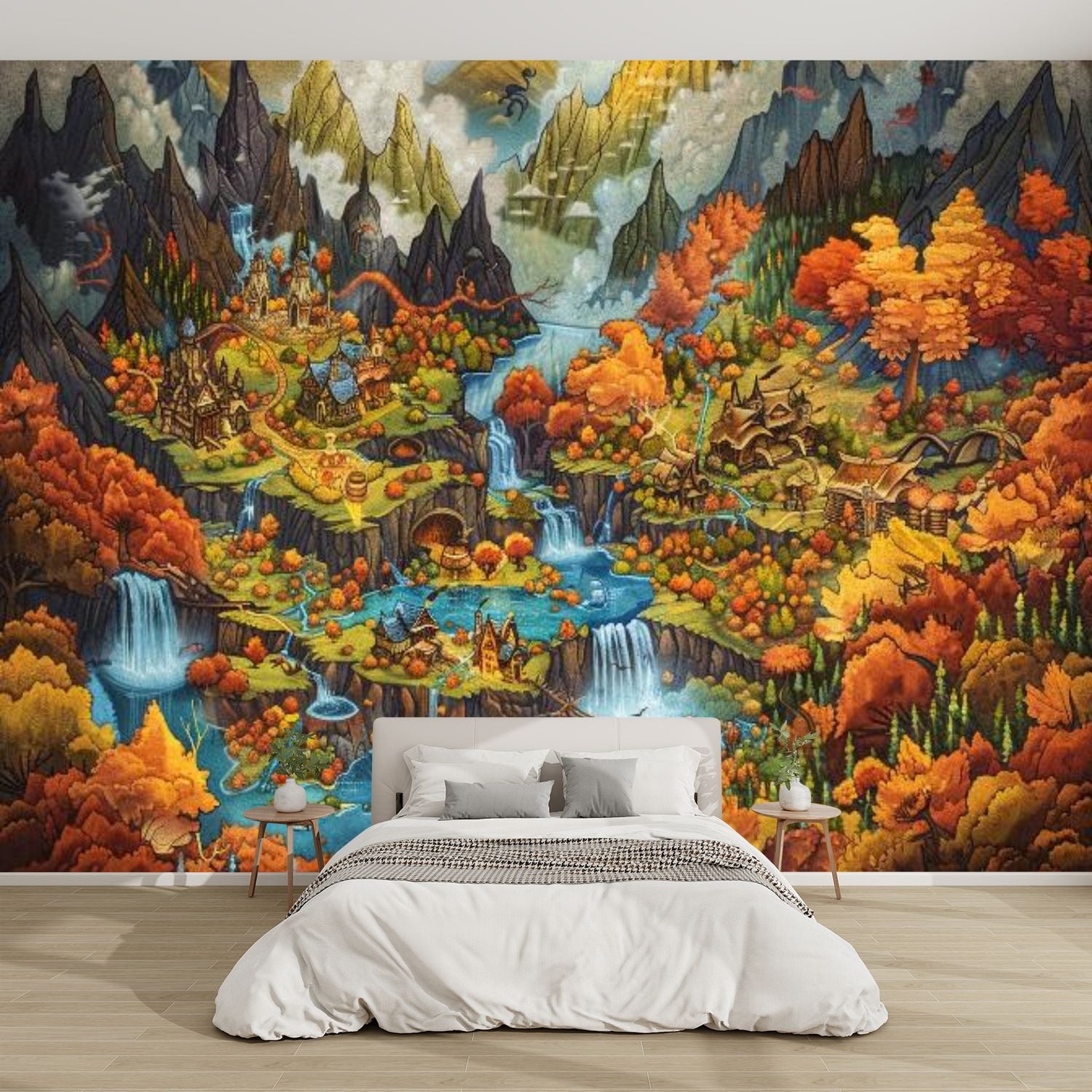 Modern Wallpaper Murals 3D Smoky Mountains Autumn Fantasy Map Mythical ...