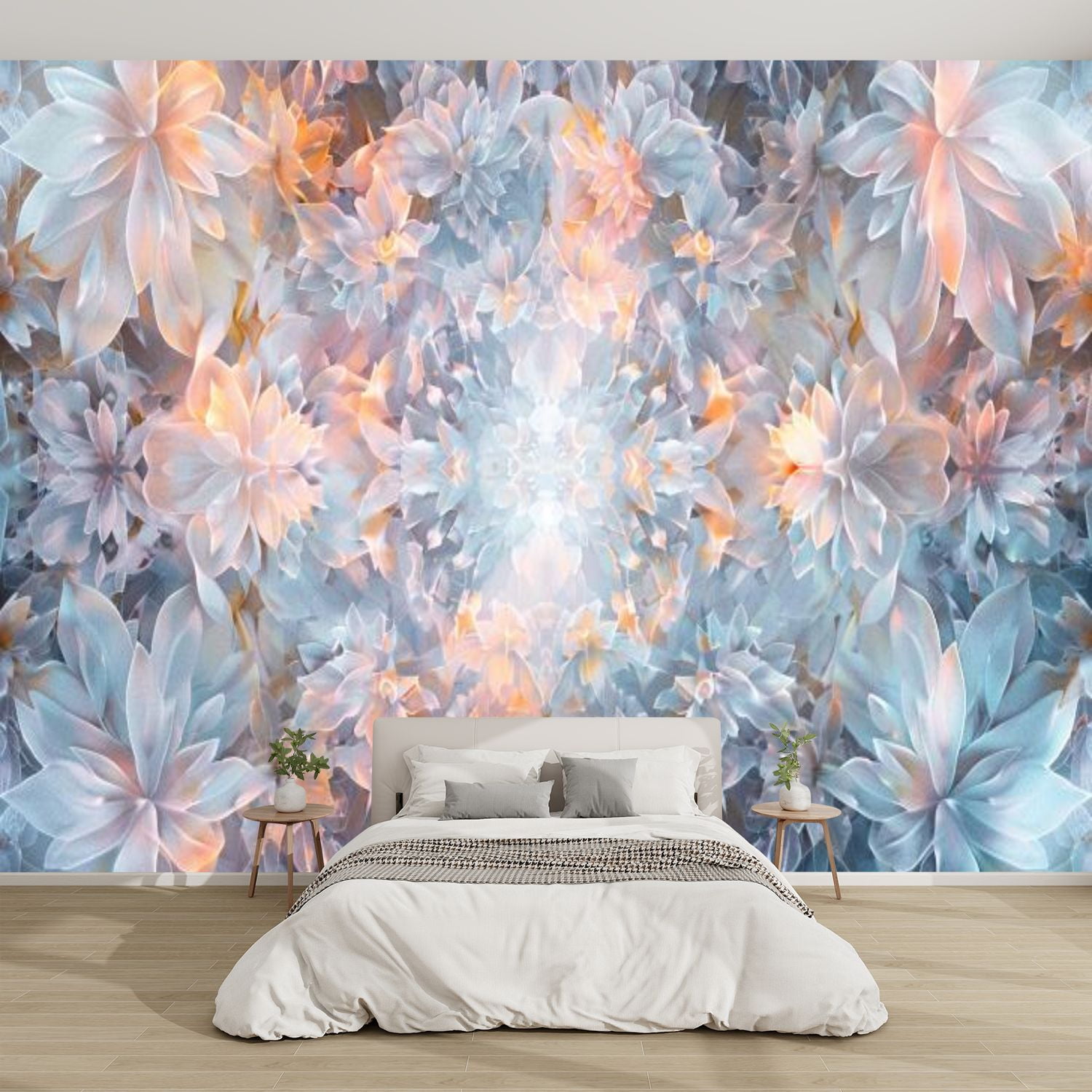 Modern Wallpaper Murals 3D Soft Tone Math Nature Frosted Glass Peel and ...