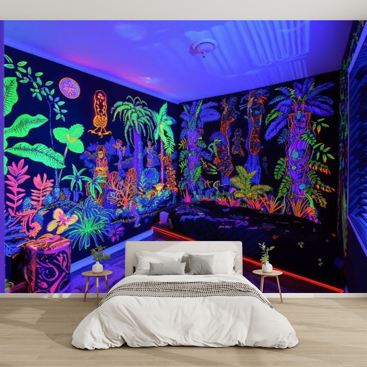 Modern Wallpaper Murals 3D Spirits Blacklight Wall Mural Neon Jungle by ...