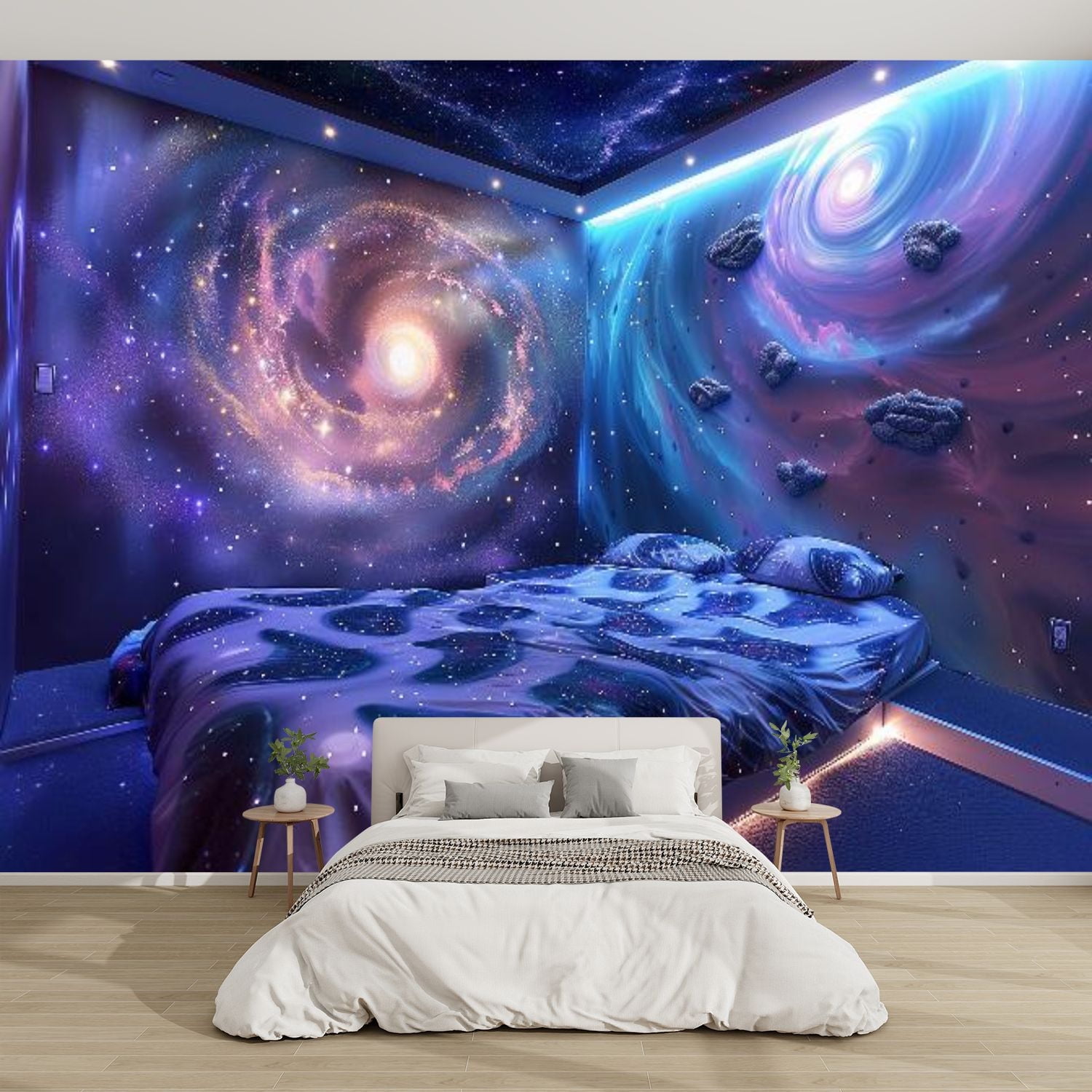 Modern Wallpaper Murals 3D Starry Celestial Bedroom Art Indigo Ambiance Peel and Stick Removable ...