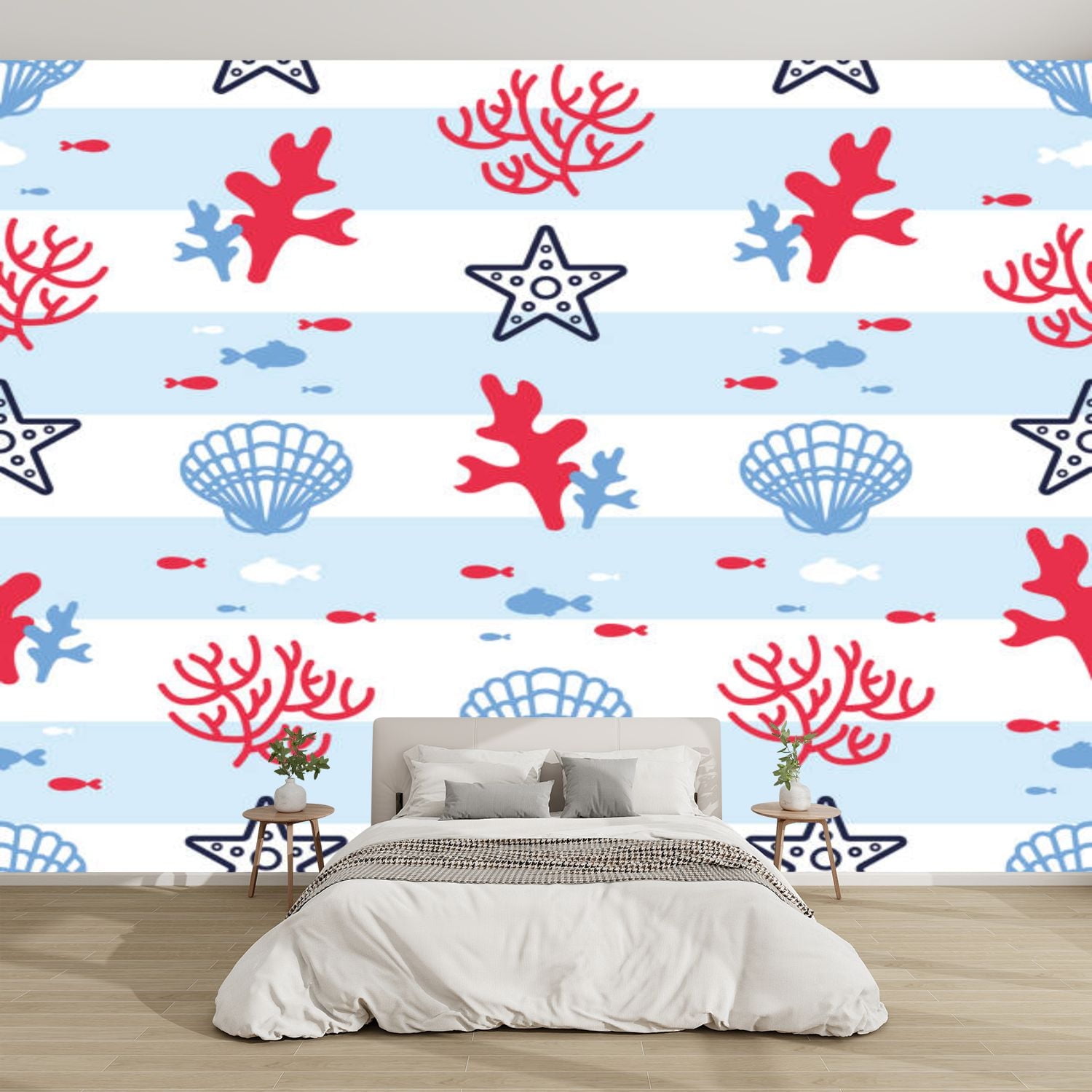 Modern Wallpaper Murals 3D Summer marine striped seamless pattern ...