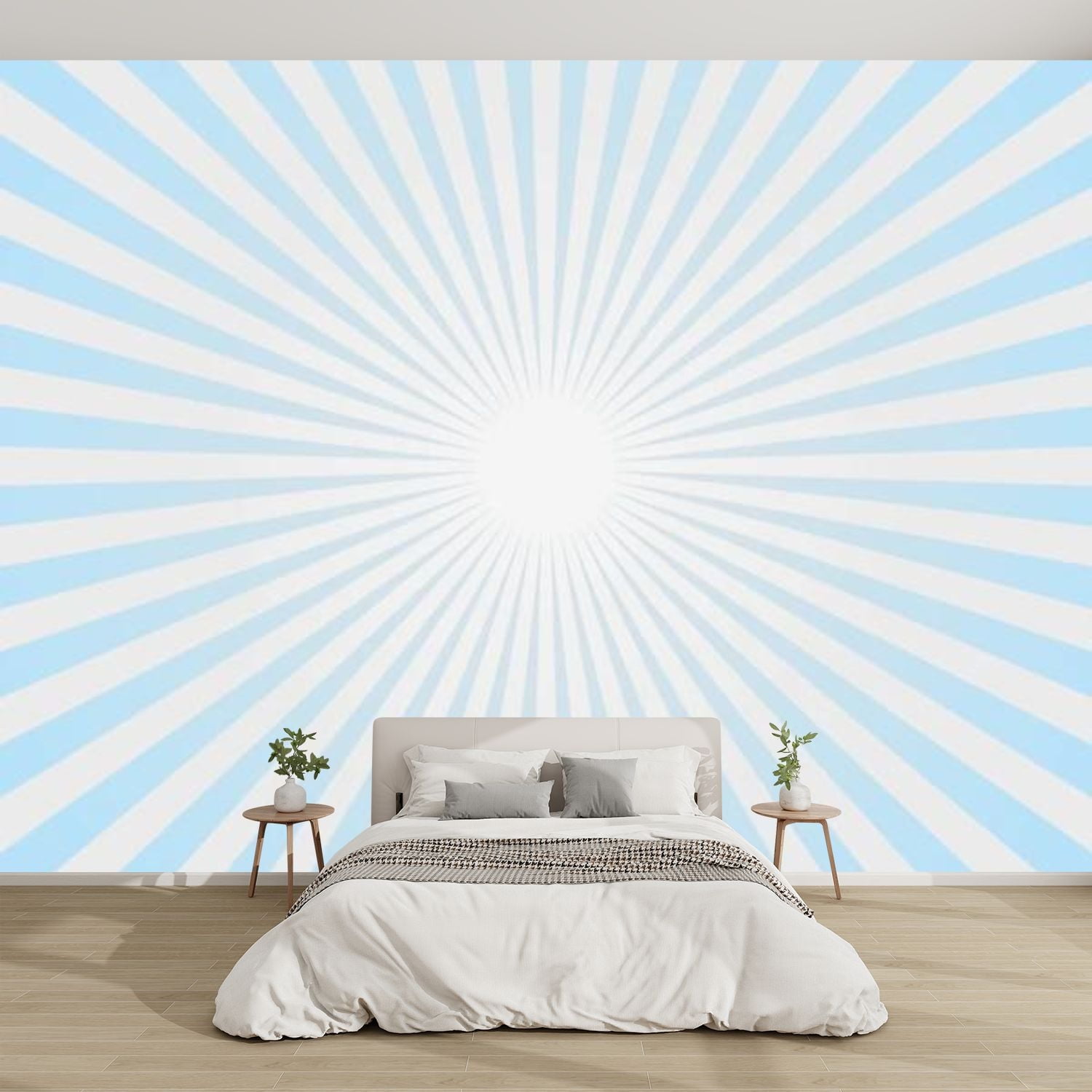 Modern Wallpaper Murals 3D Sunlight glow Blue pink Sun beam ray ...