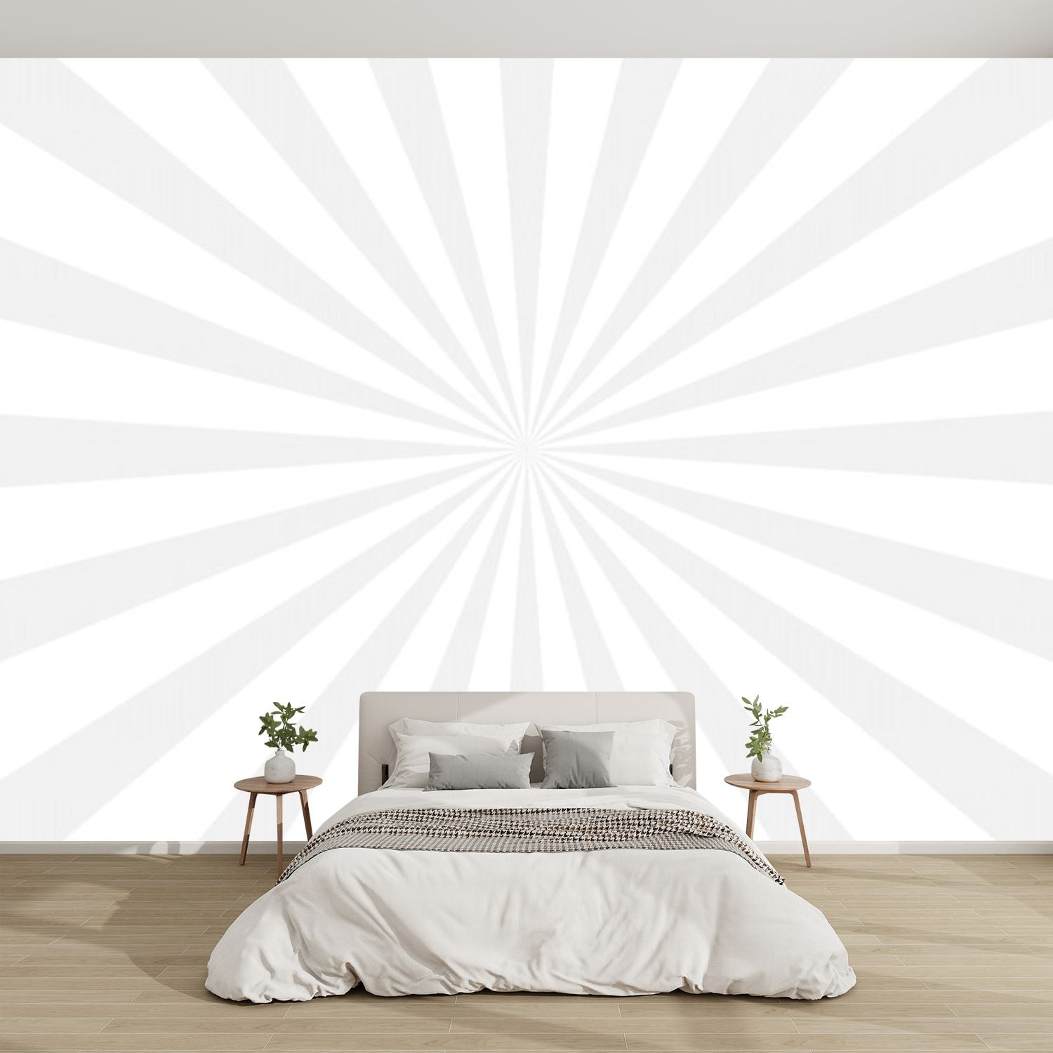 Modern Wallpaper Murals 3D Sunlight grey white Sun beam ray sunburst ...